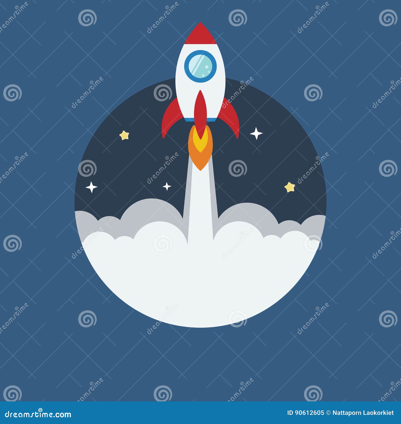 Space rocketship launch. stock vector. Illustration of cosmos - 90612605