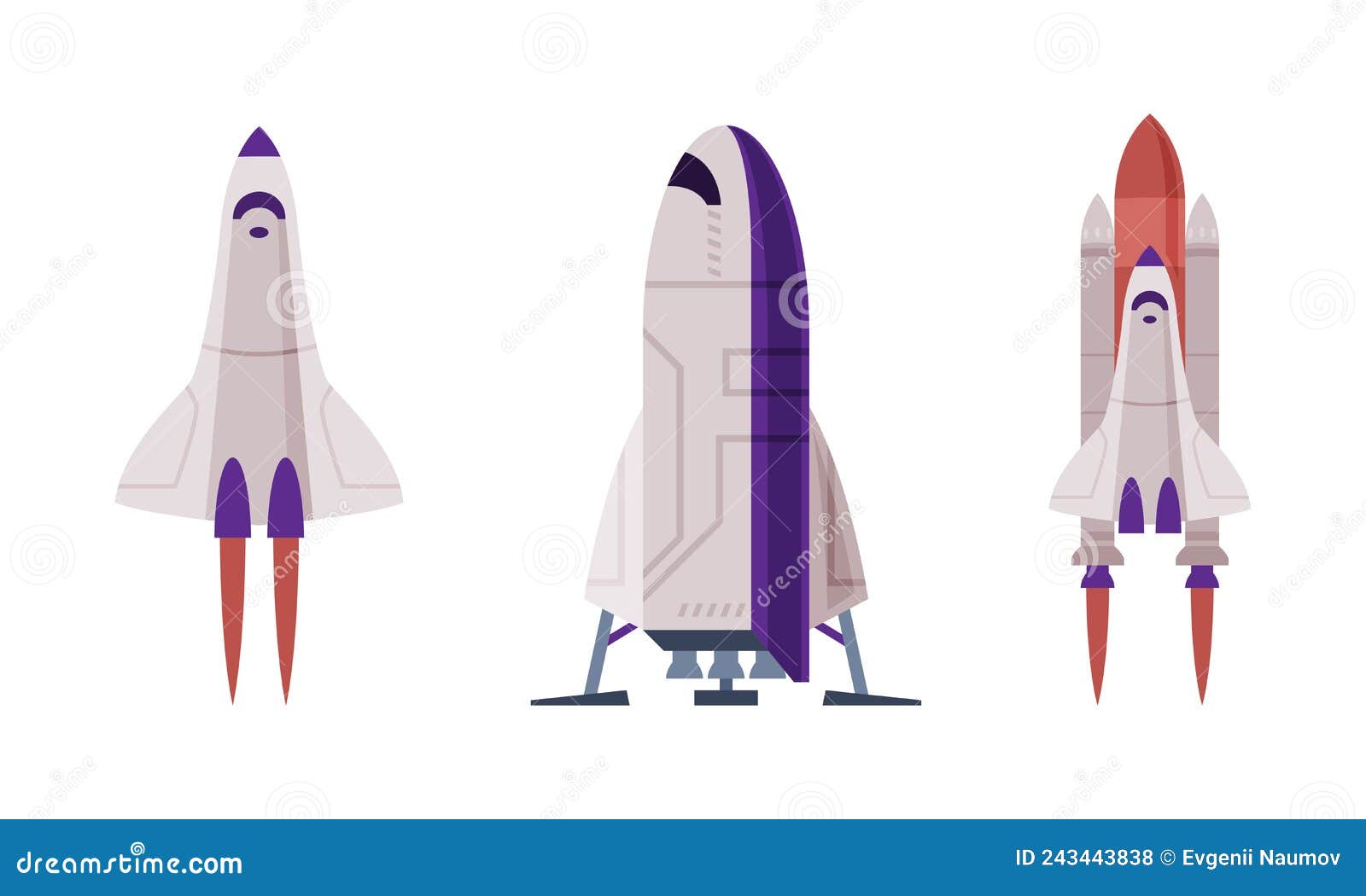 Space Rokets Set. Space Industry Exploration Concept Vector ...