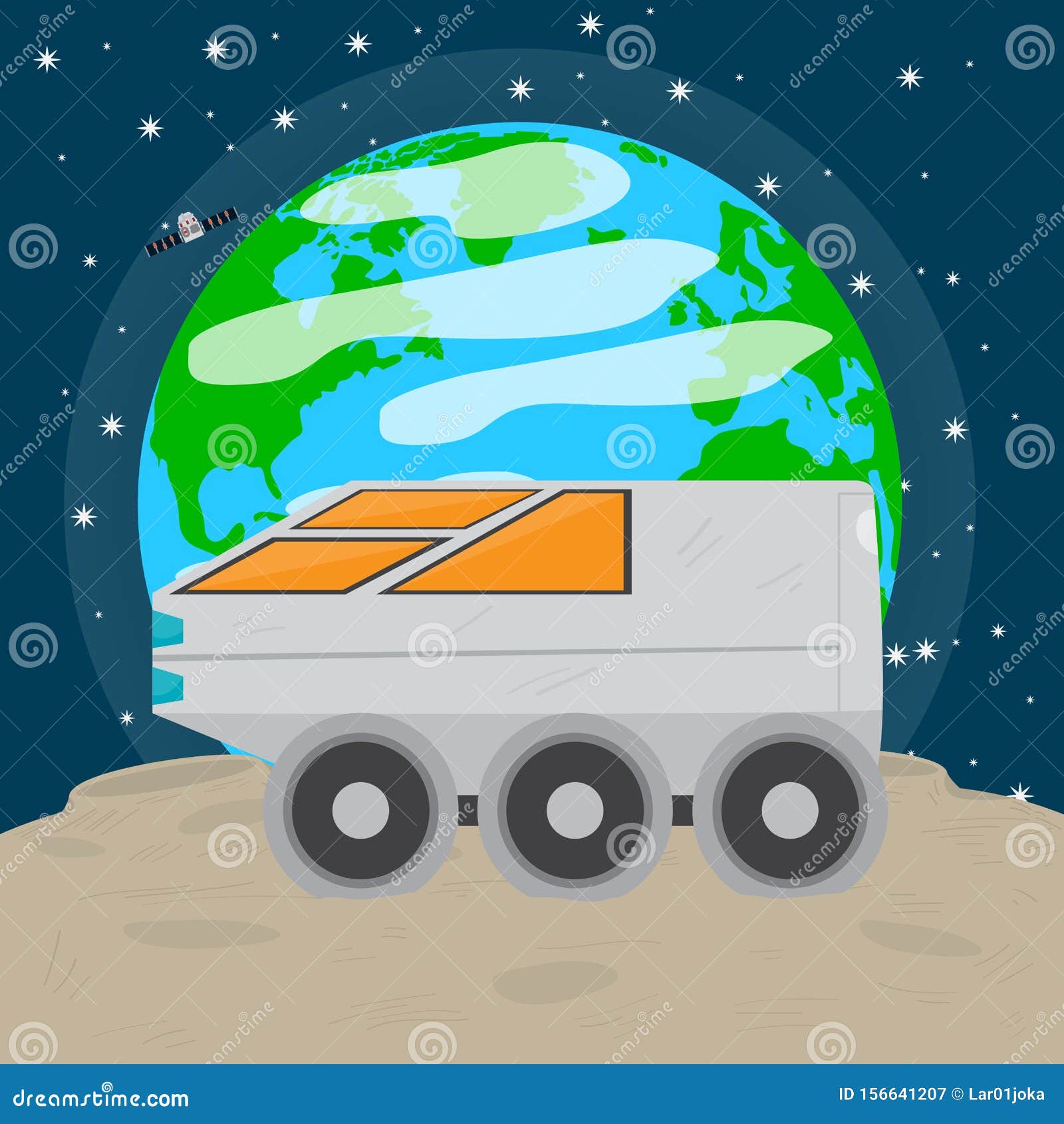 Space rover on the moon stock vector. Illustration of star - 156641207