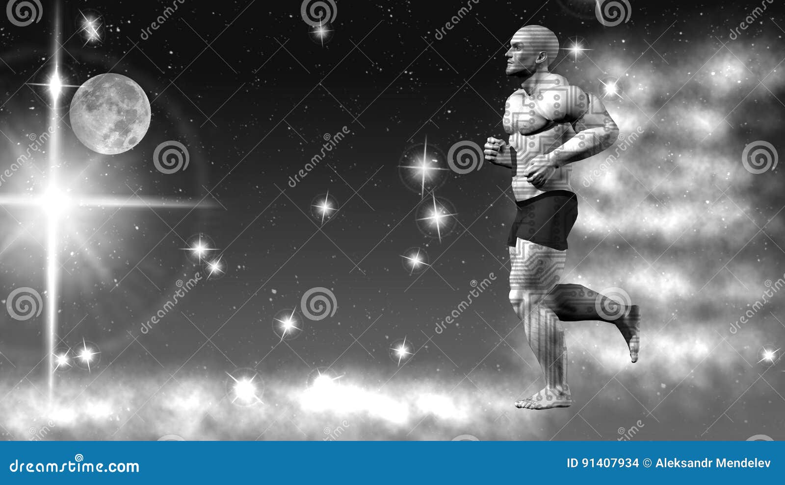 Space Runner. 3D Rendering. Art. 4K. Stock Illustration - Illustration ...
