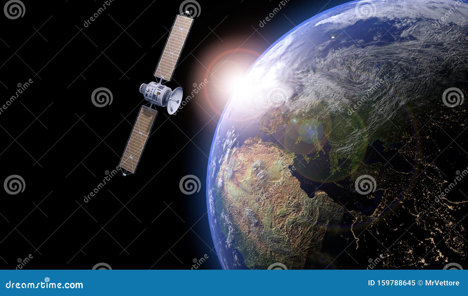 Orbital Sputnik Linear Vector Onboarding | CartoonDealer.com #153562108