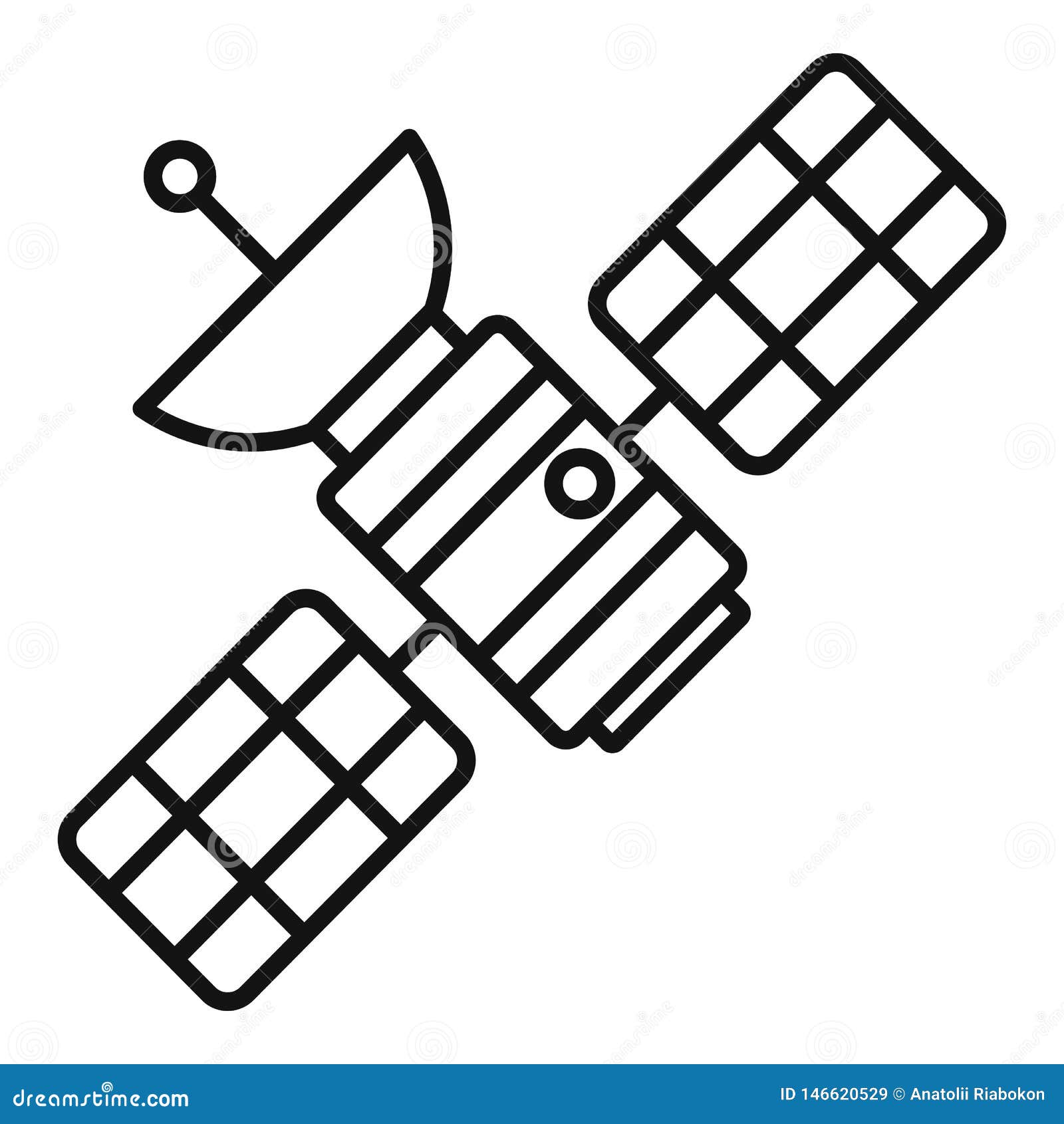 Satellite Dish Icon, Outline Style Vector Illustration | CartoonDealer ...