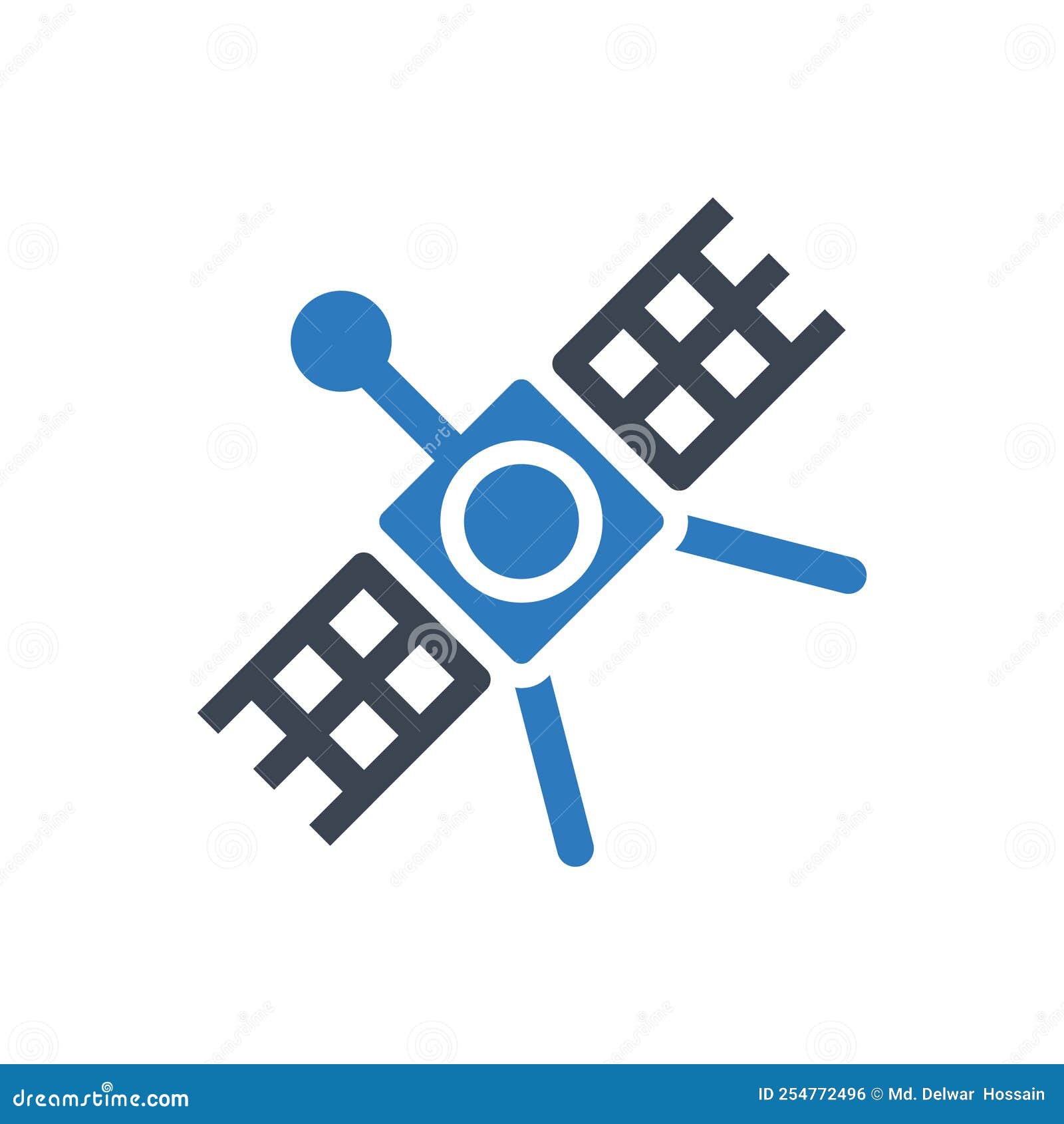 Space satellite icon stock vector. Illustration of sign - 254772496