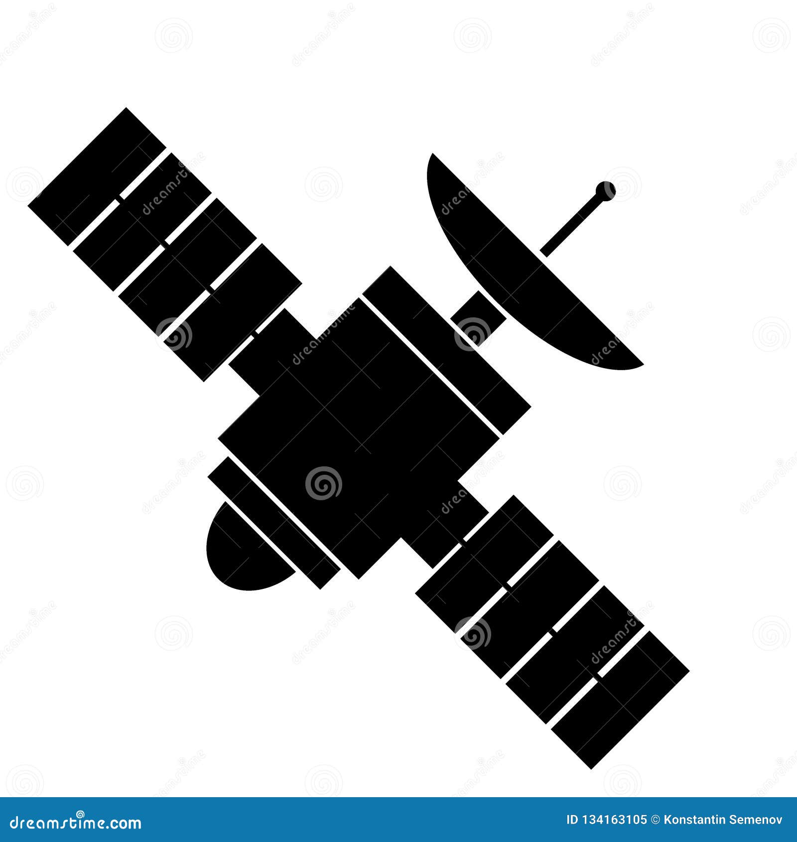 Space Satellite Icon on White Stock Illustration - Illustration of ...