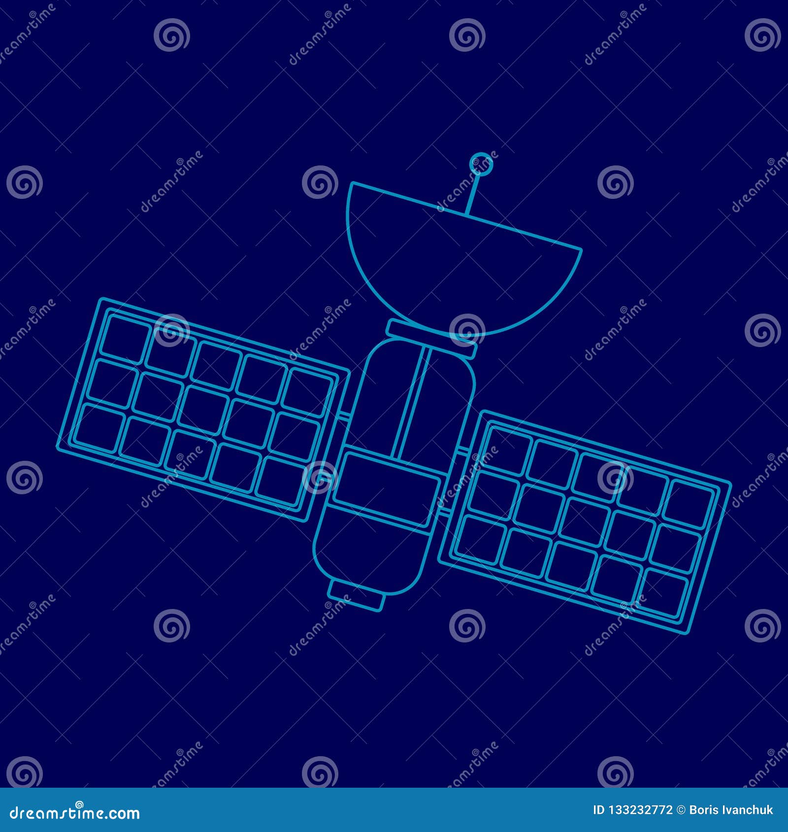 Satellite In Space Drawing