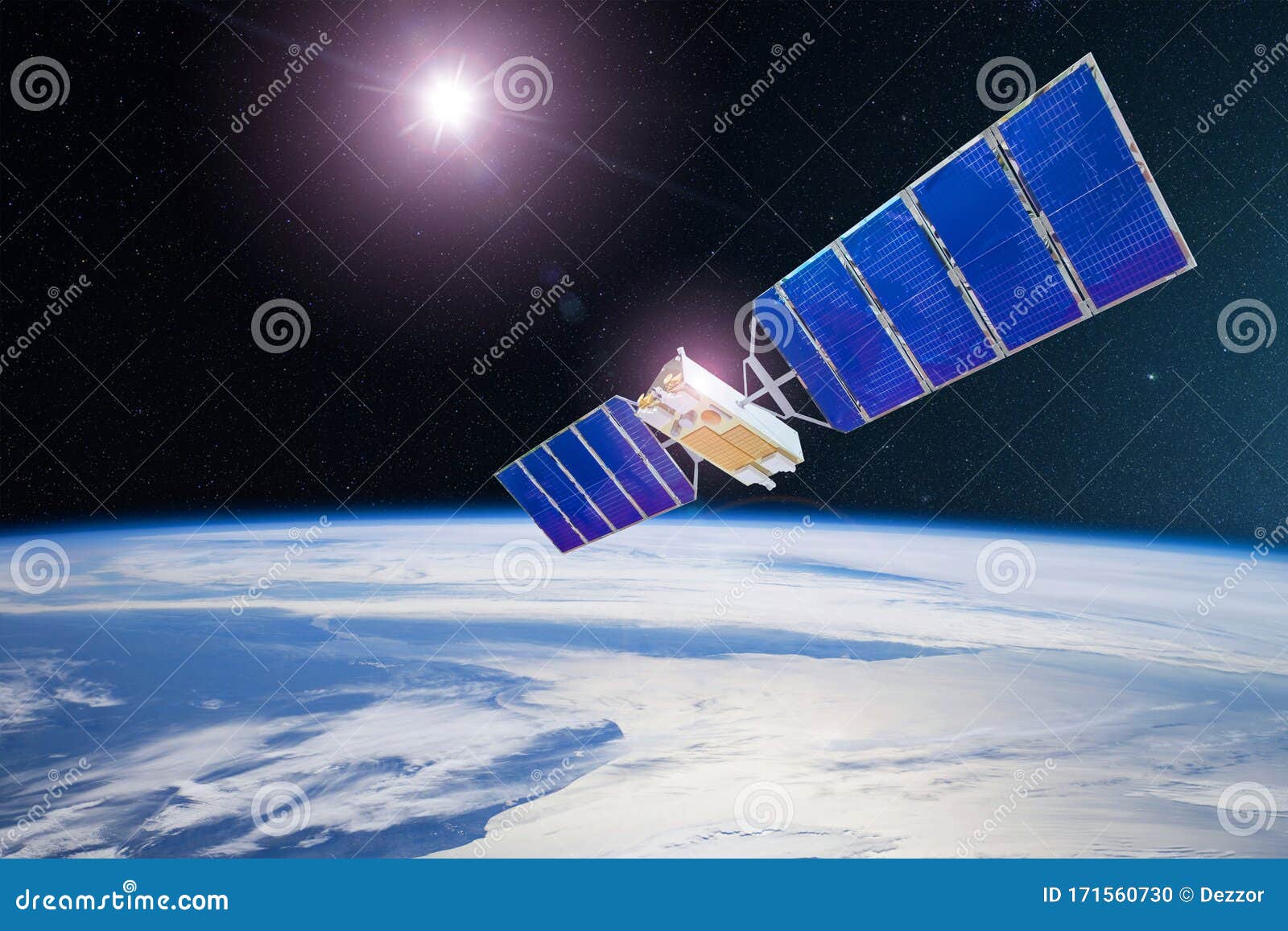 Space Satellite Orbiting the Earth. Elements of this Image Furnished by ...