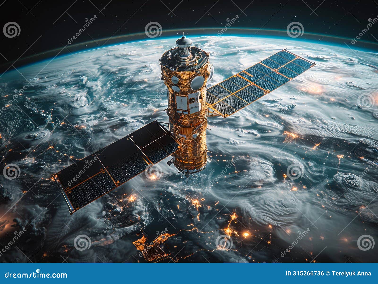 Space Satellite Orbiting the Earth. Realistic Photograph of a Satellite ...