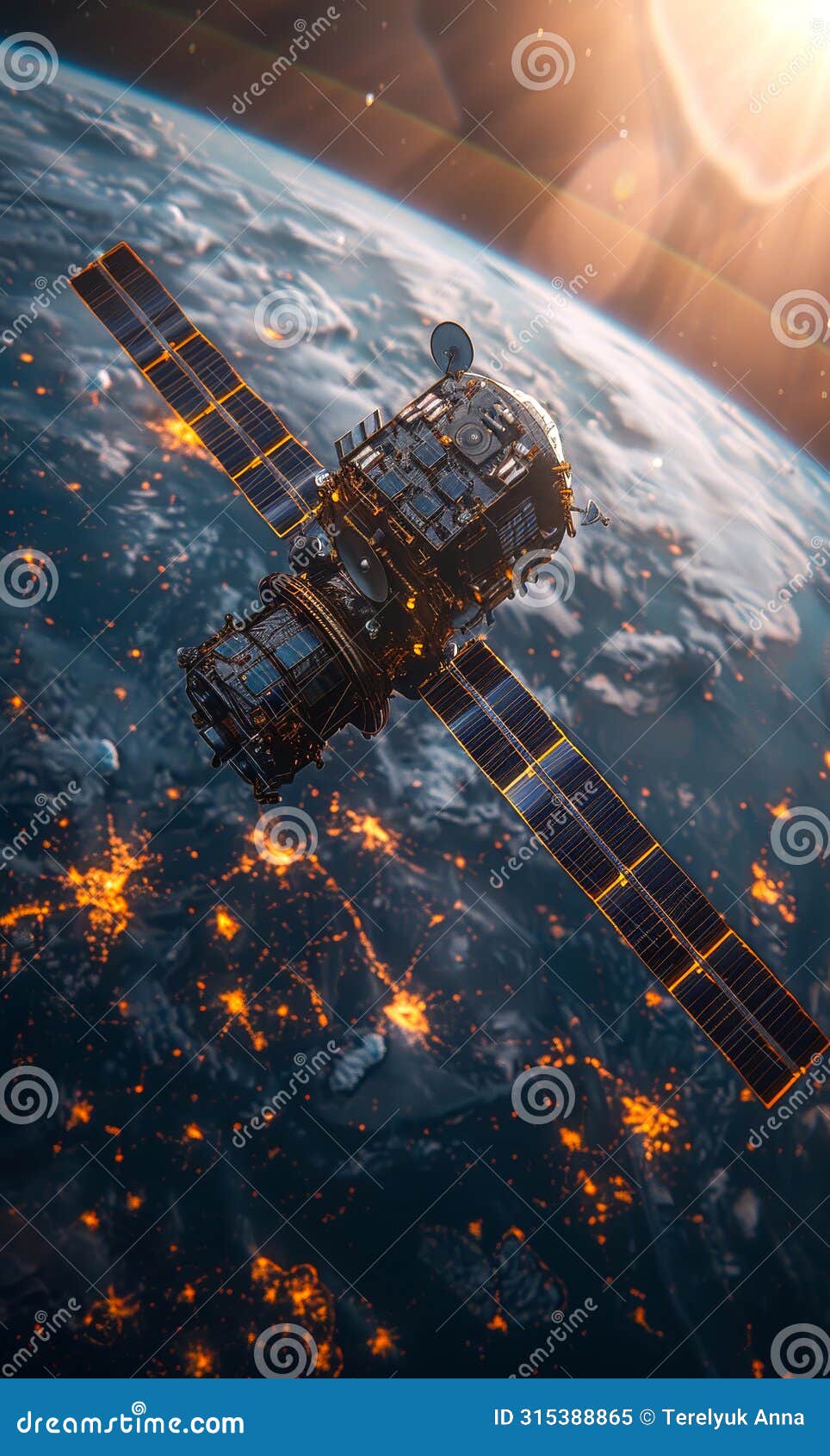 Space Satellite Orbiting the Earth. Realistic Photograph of a Satellite ...