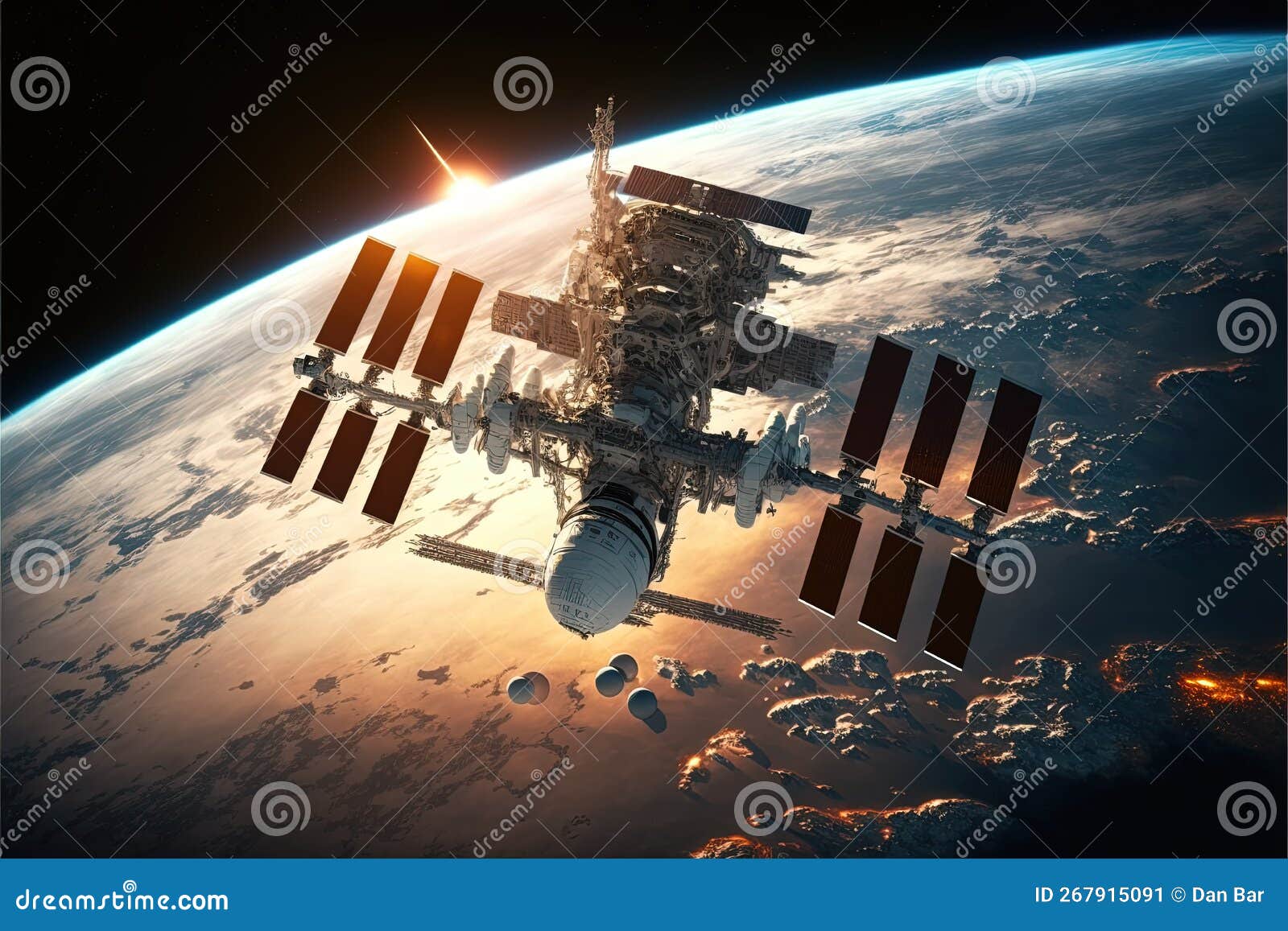 Space Satellite Orbiting the Earth, Space Technology. Generative Ai ...
