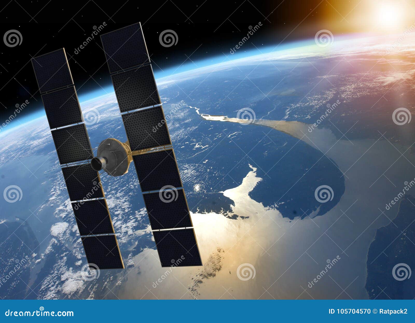 Space Satellite Orbiting Planet Earth Stock Photo - Image of agency ...