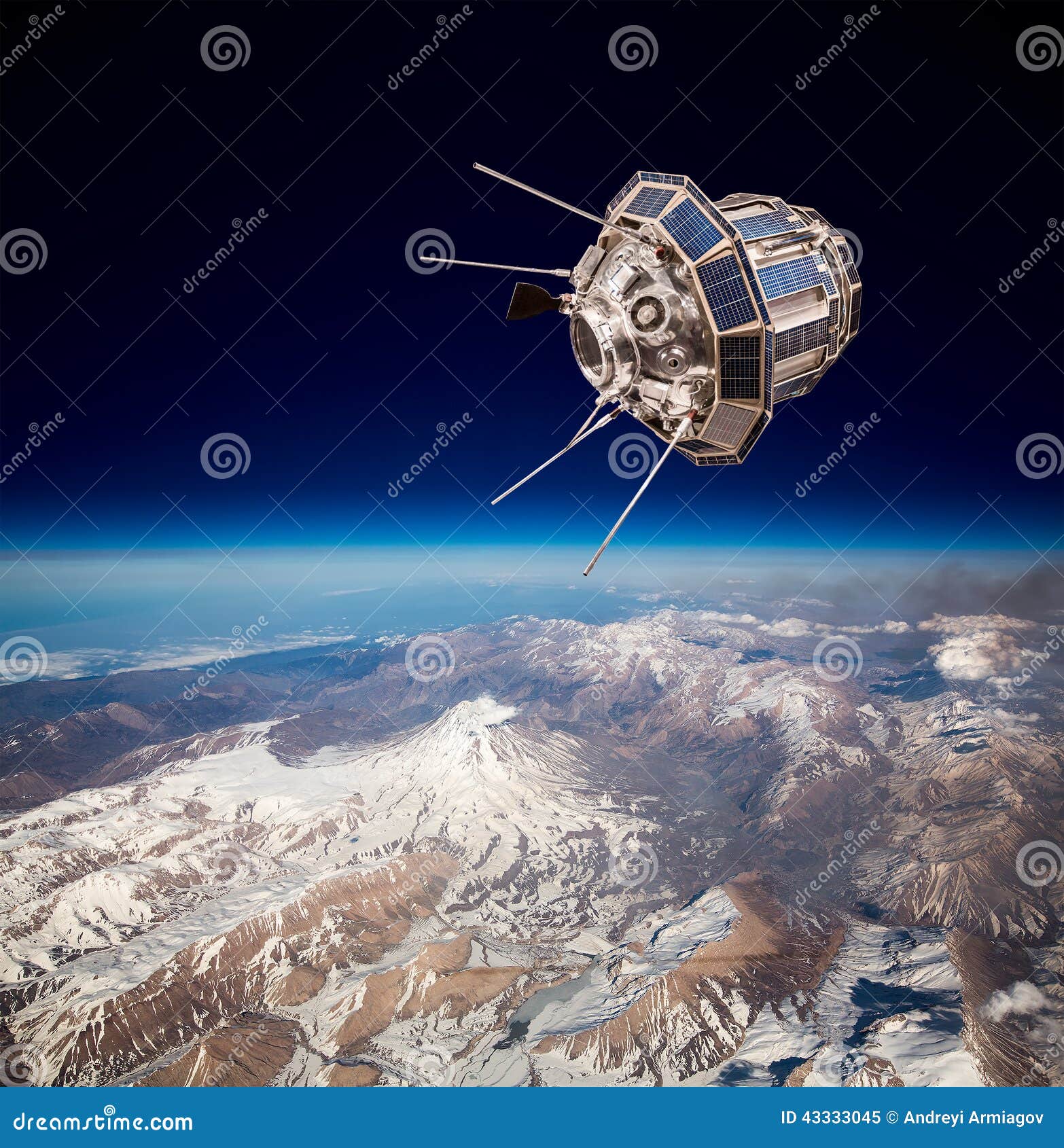 Space Satellite Over the Planet Earth Stock Image - Image of flight ...