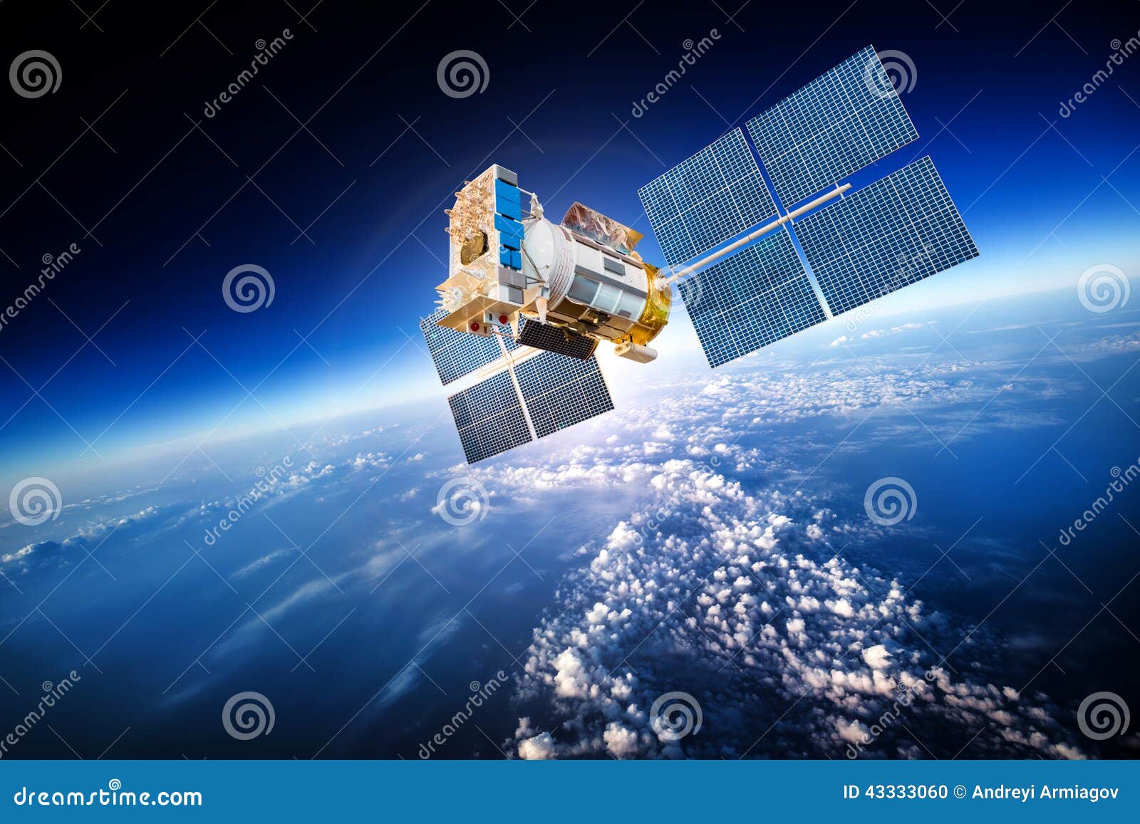 Space Satellite Over the Planet Earth Stock Photo - Image of progress ...