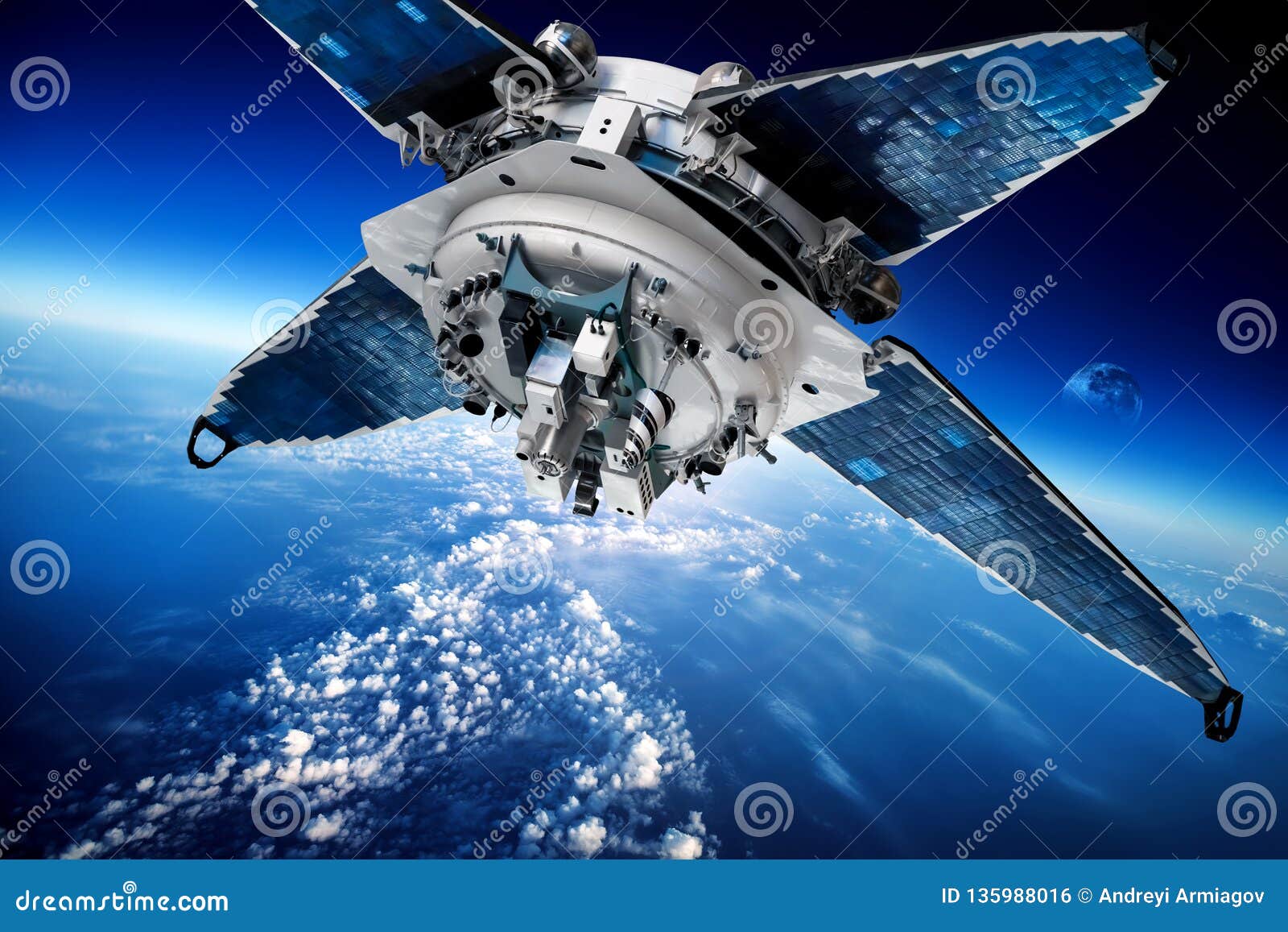 Space Satellite Over the Planet Earth Stock Photo - Image of future ...
