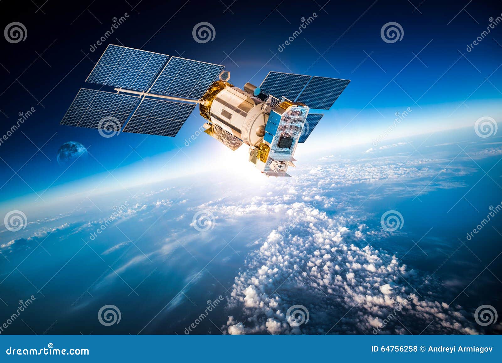 Space Satellite Over the Planet Earth Stock Photo - Image of ...