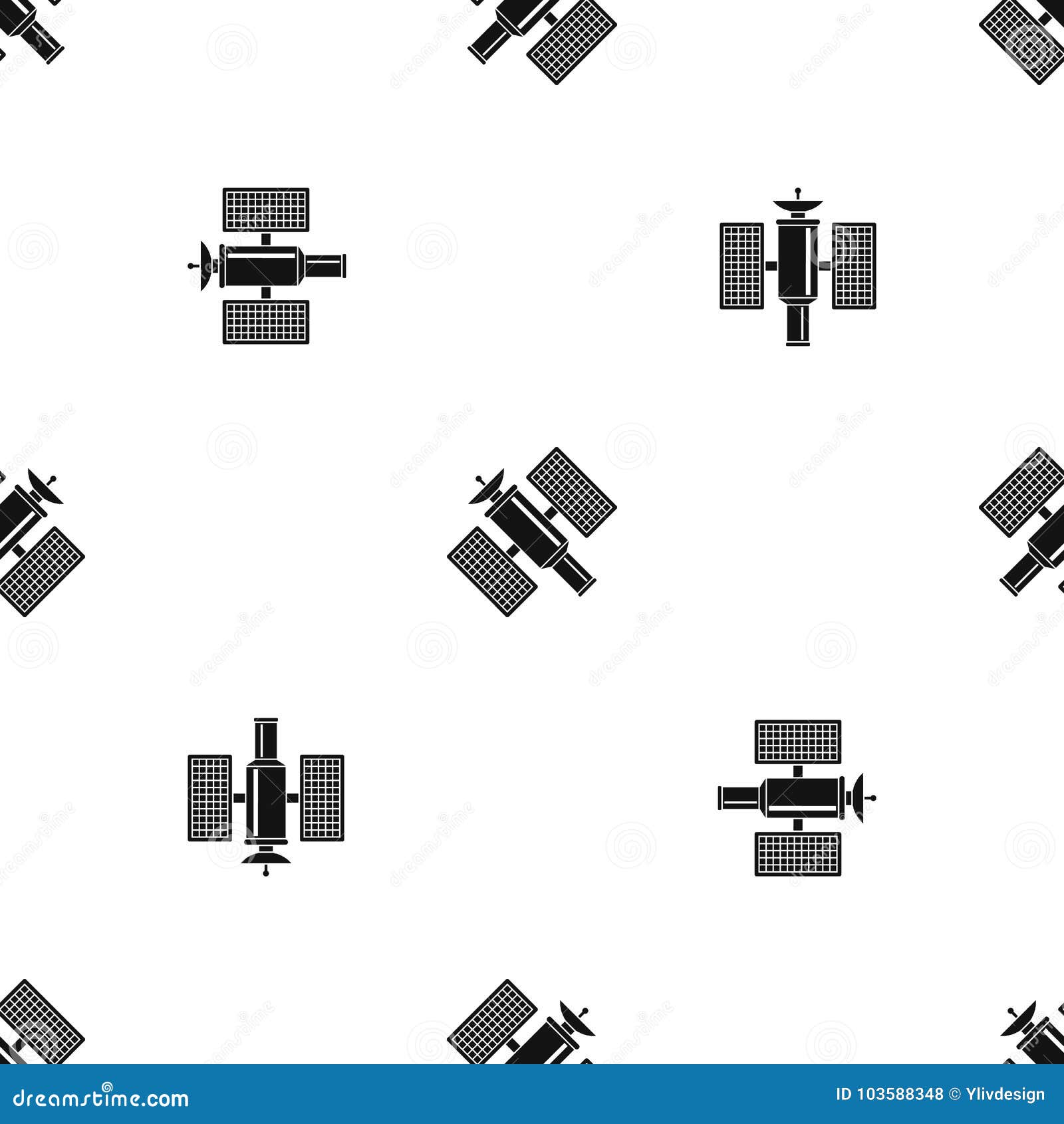 Space Satellite Pattern Seamless Black Stock Vector - Illustration of ...