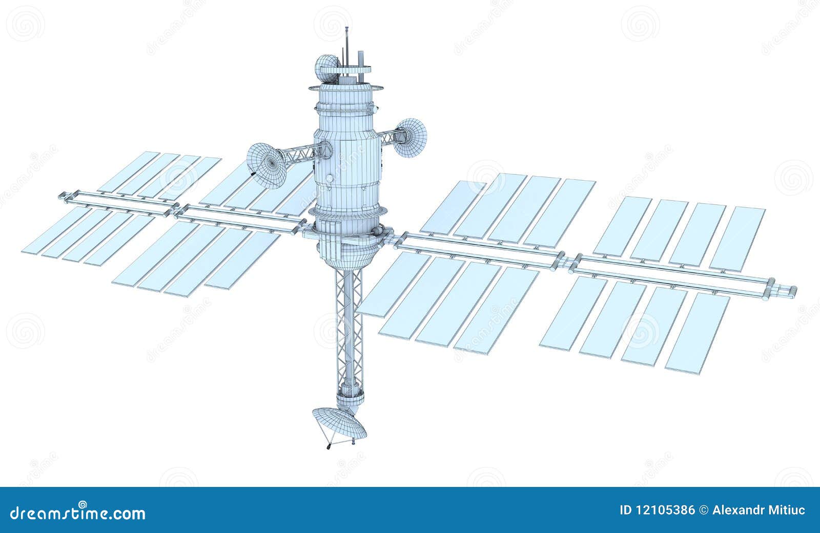 Space Satellite Wire Concept. Isolated on White Stock Illustration ...