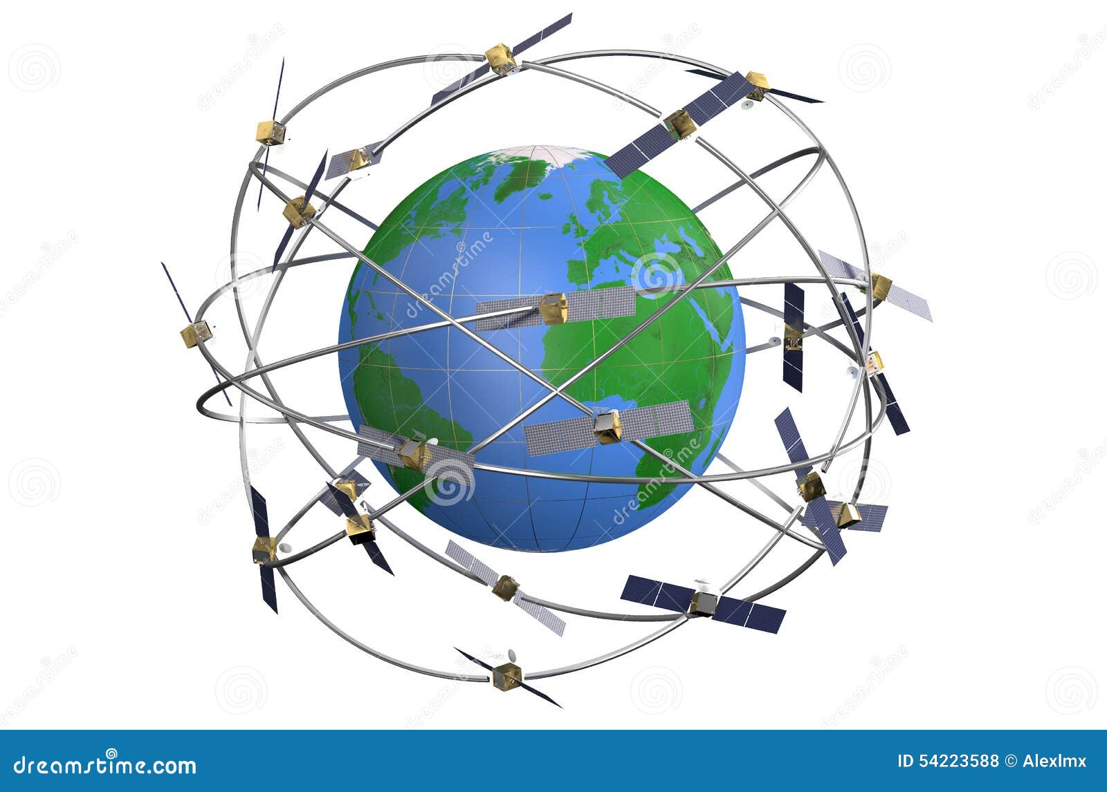 Space Satellites in Eccentric Orbits Around the Earth Stock ...