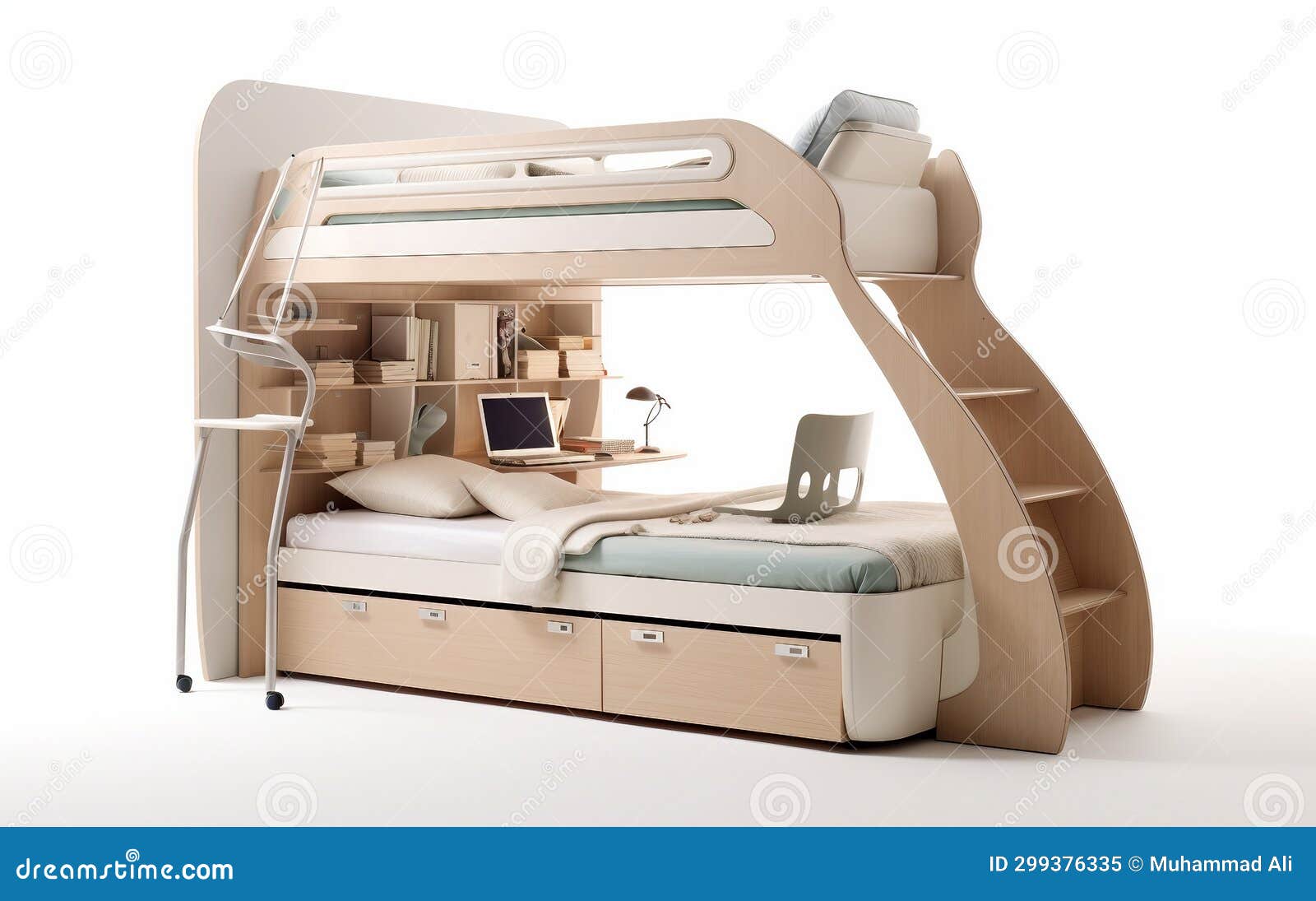 Space Saving Bunk Bed on White Background Stock Illustration ...