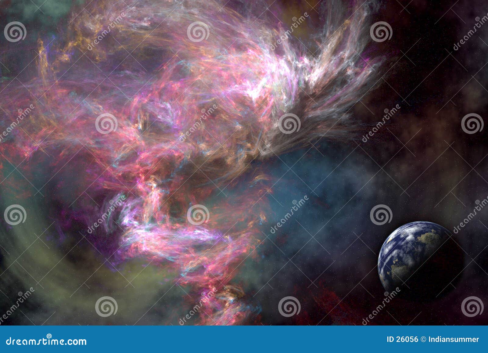 Space scenario stock illustration. Illustration of nebula - 26056