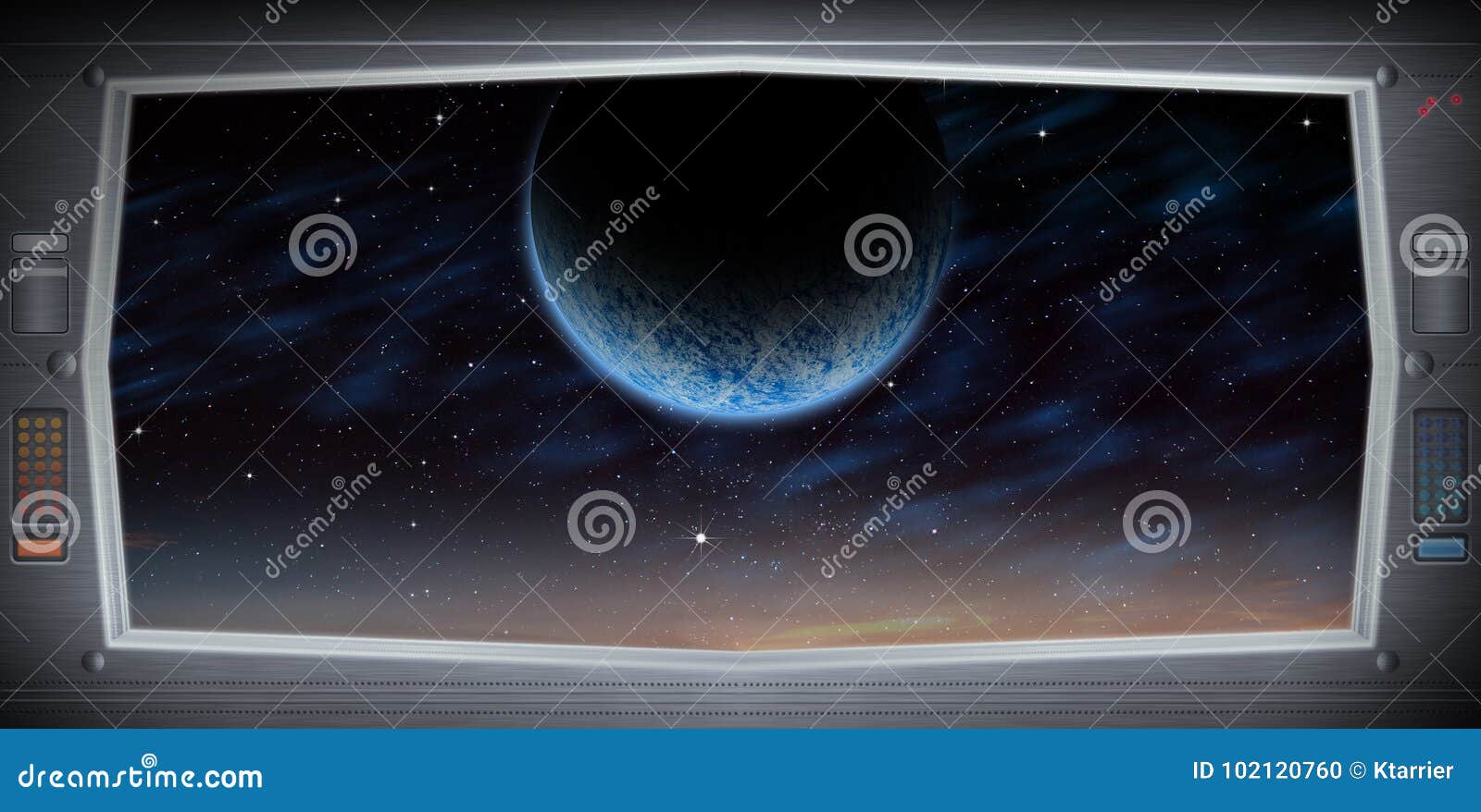 Alien World As Seen from a Spaceship Window Stock Illustration ...