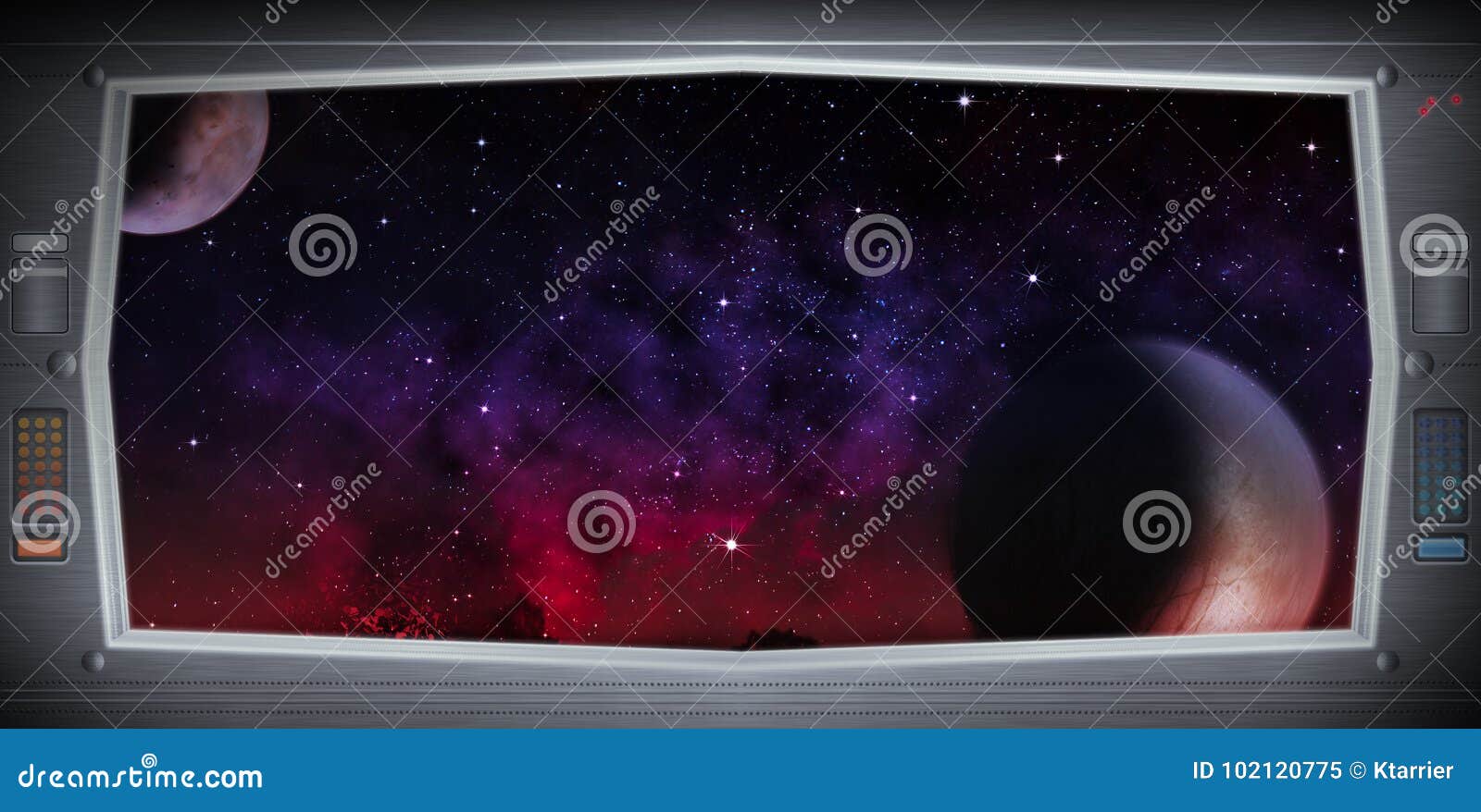 Alien World As Seen from a Spaceship Window Stock Illustration ...