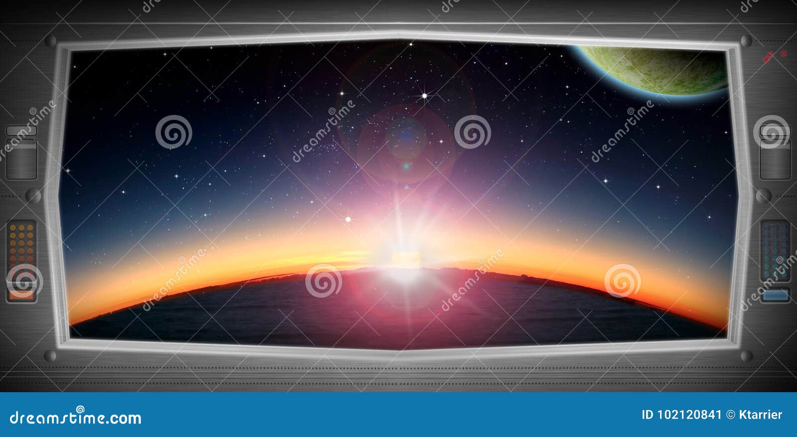 Alien World As Seen from a Spaceship Window Stock Illustration ...