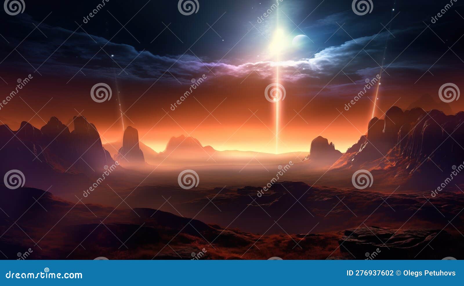 A Space Scene with a Bright Light Coming from the Distant Object in the ...