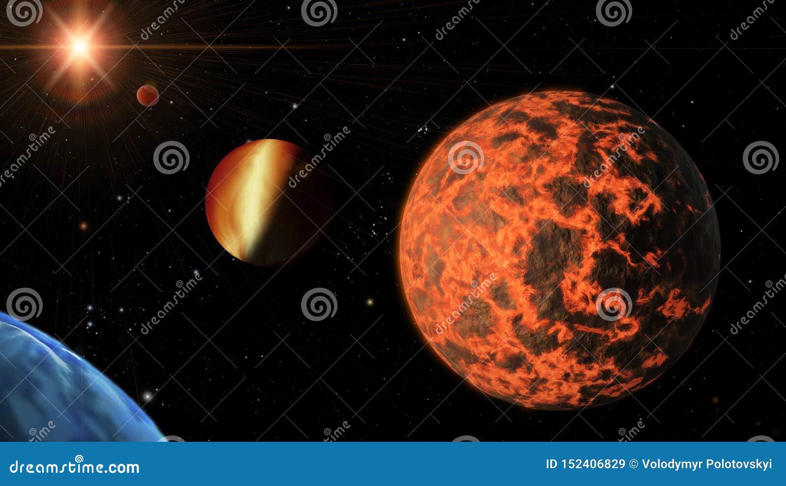 Space Scene. Different Exosolar Planets in the Planet System Stock ...