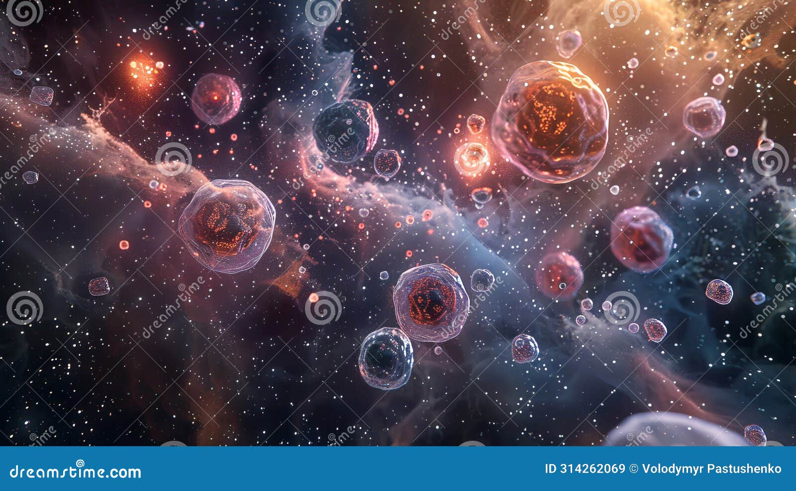 A Space Scene with Many Cells and Stars Stock Image - Image of ...