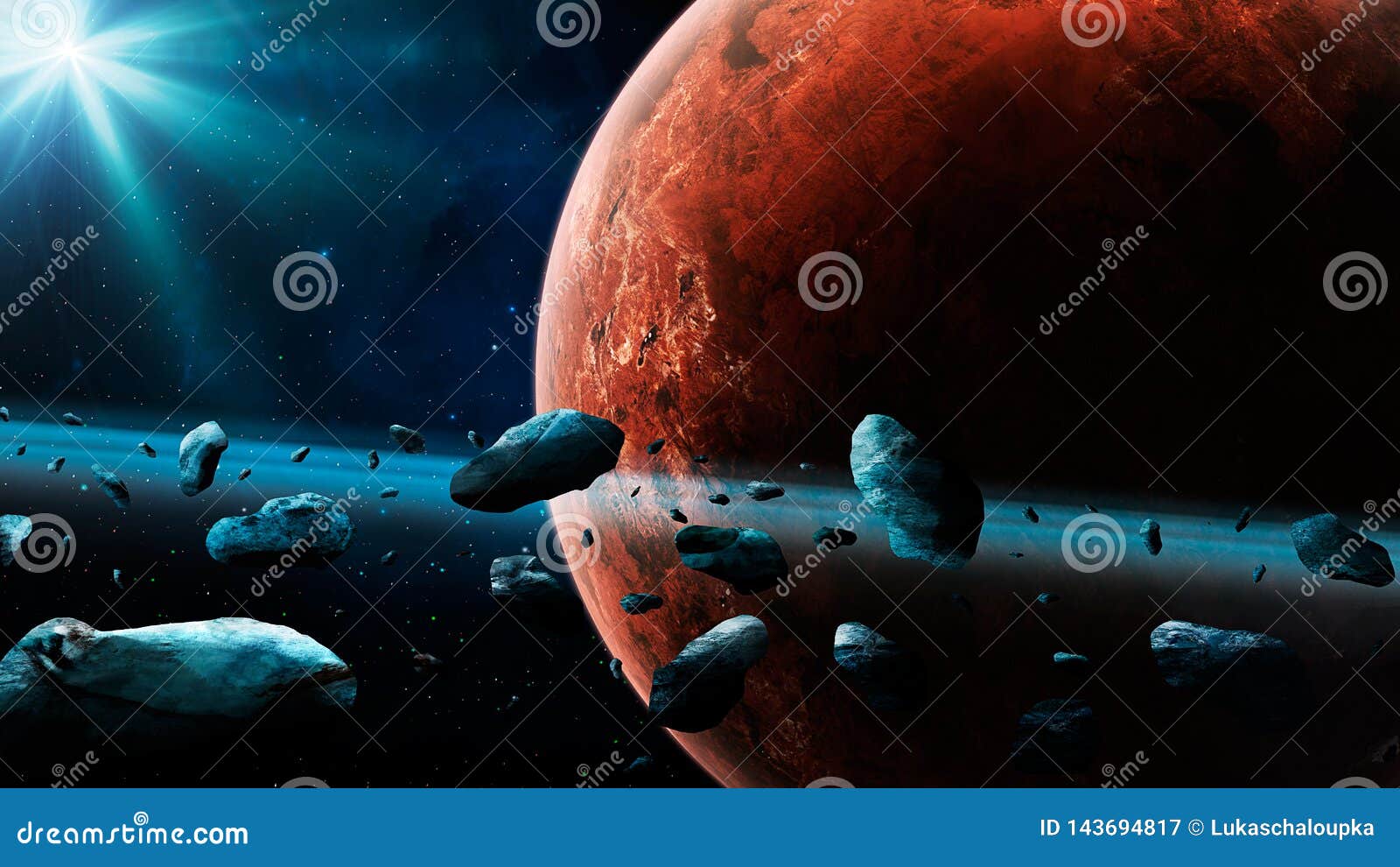 Space Scene. Mars Planet with Asteroid Ring. Elements Furnished by NASA ...