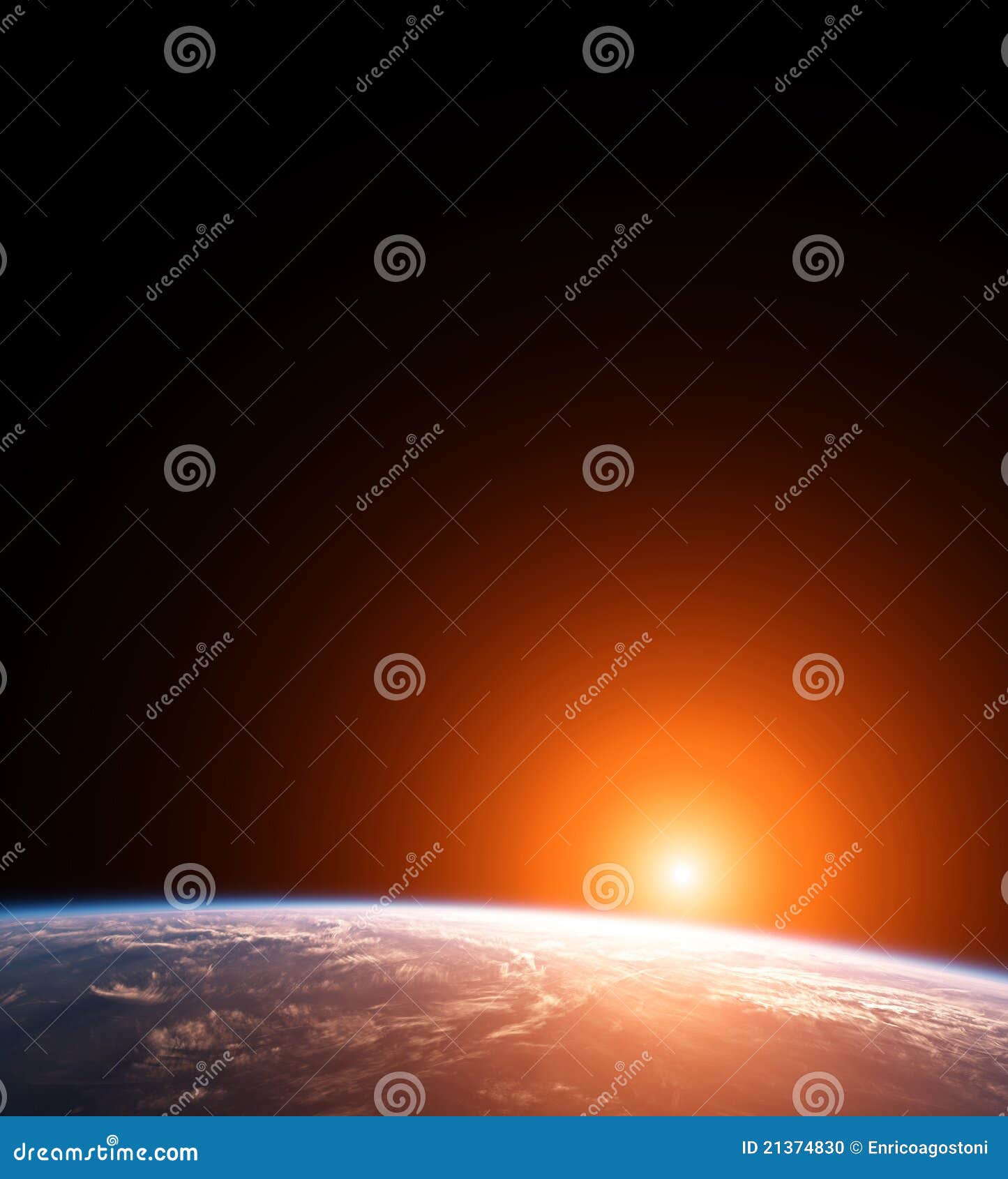 Space Scene of Planet Earth with Sun Stock Illustration - Illustration ...