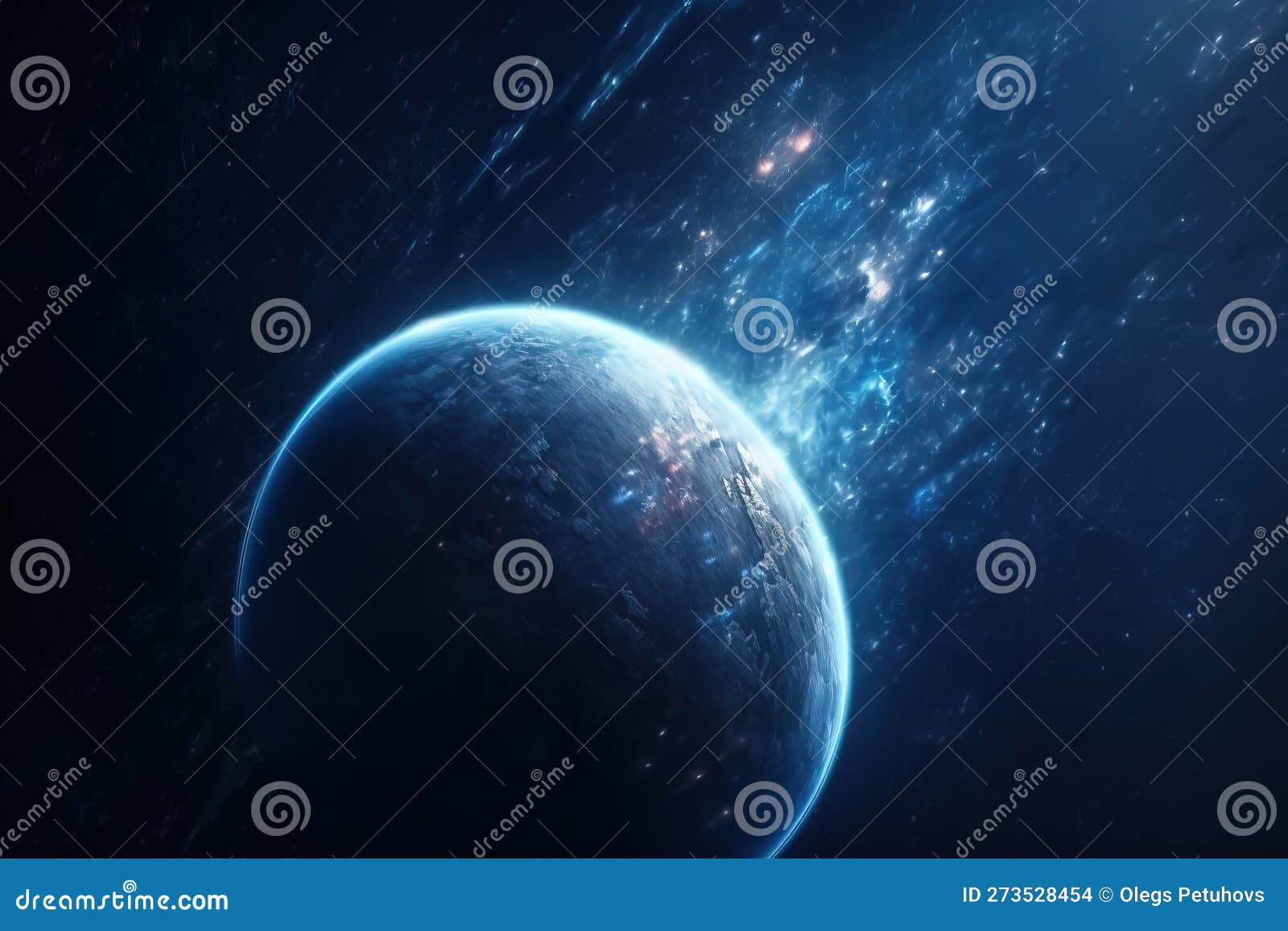 A Space Scene with a Planet in the Foreground and a Star in the ...