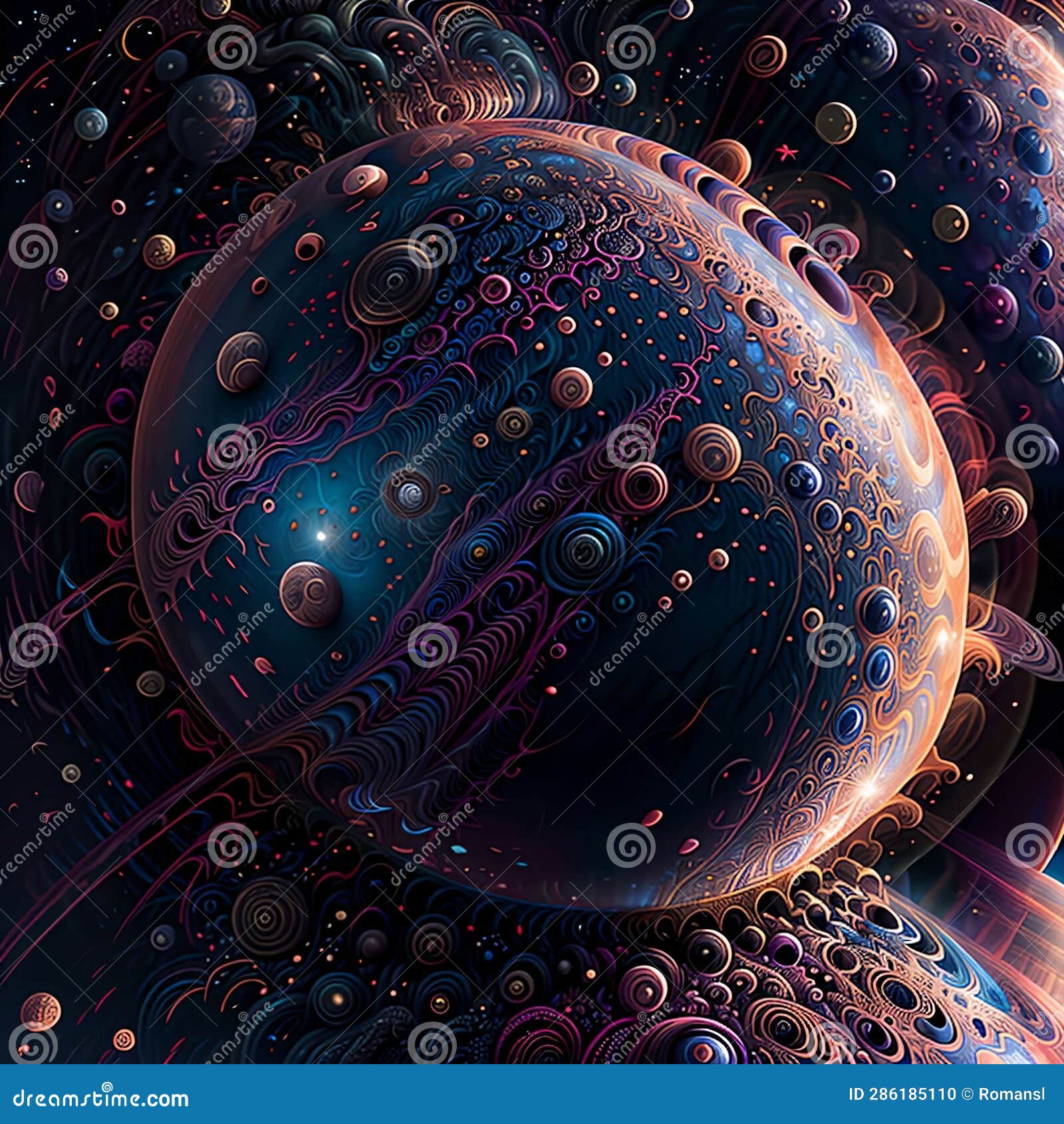 Space Scene with Planets in Foreground. Psychedelic Environment Stock ...