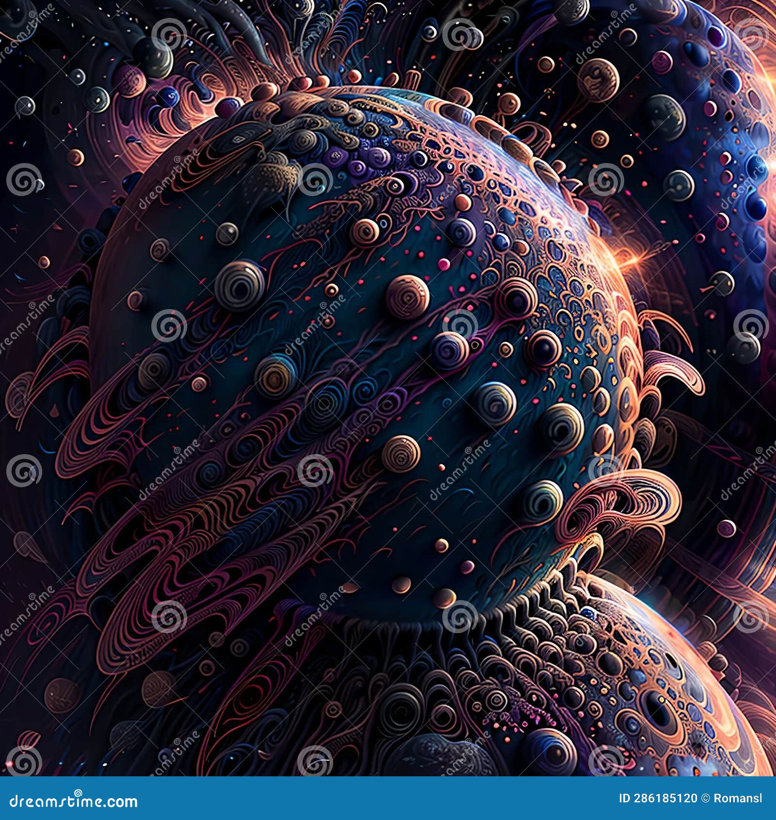 Space Scene with Planets in Foreground. Psychedelic Environment Stock ...