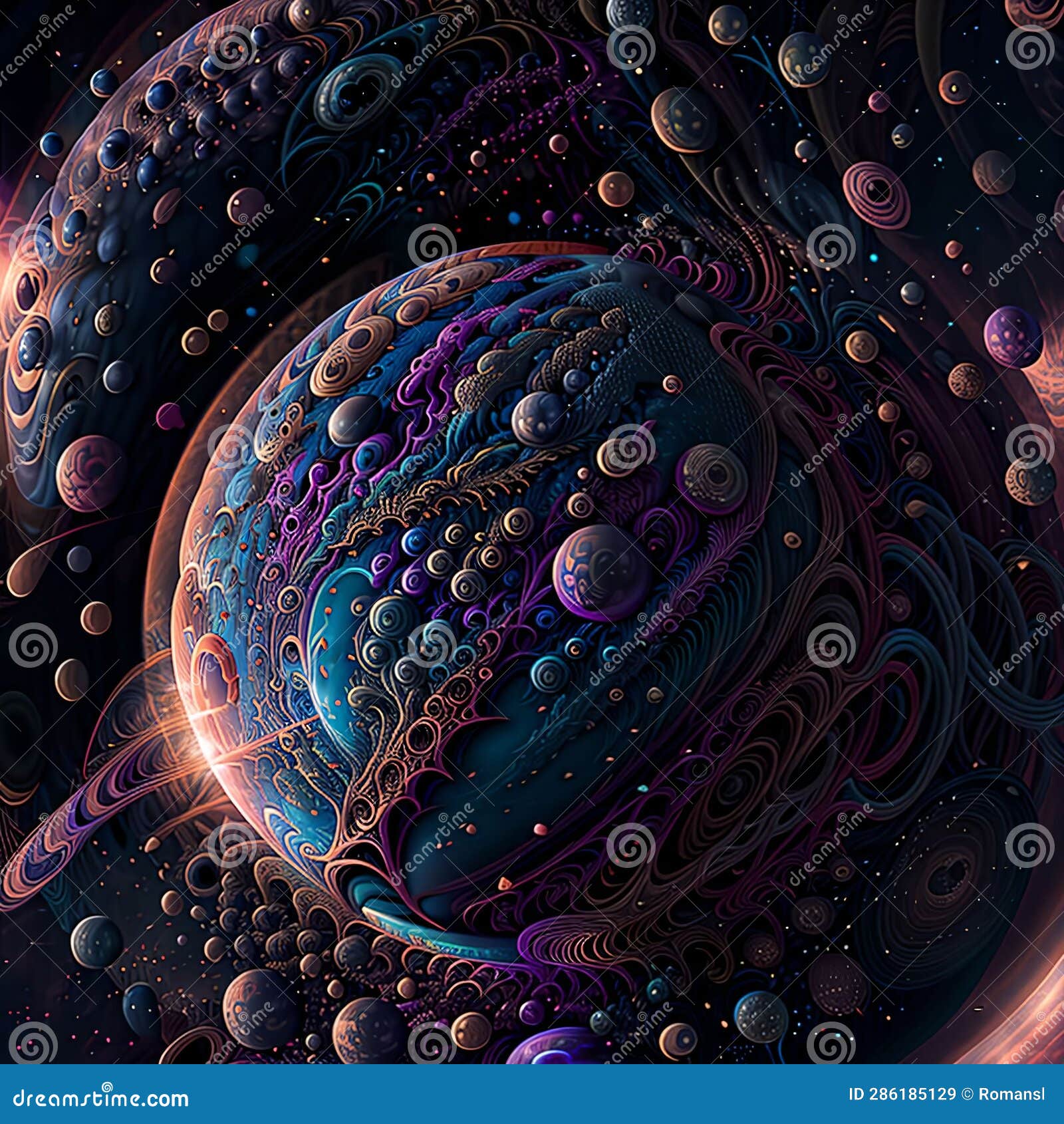 Space Scene with Planets in Foreground. Psychedelic Environment Stock ...