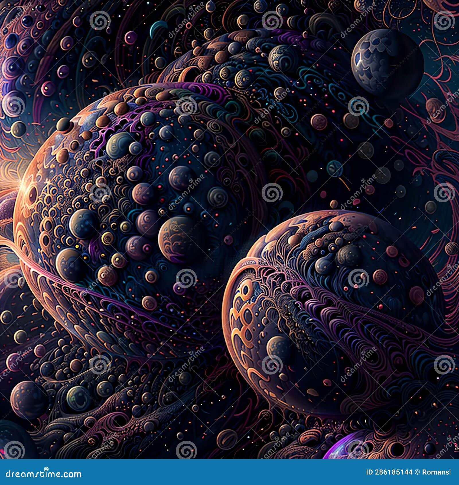 Space Scene with Planets in Foreground. Psychedelic Environment Stock ...