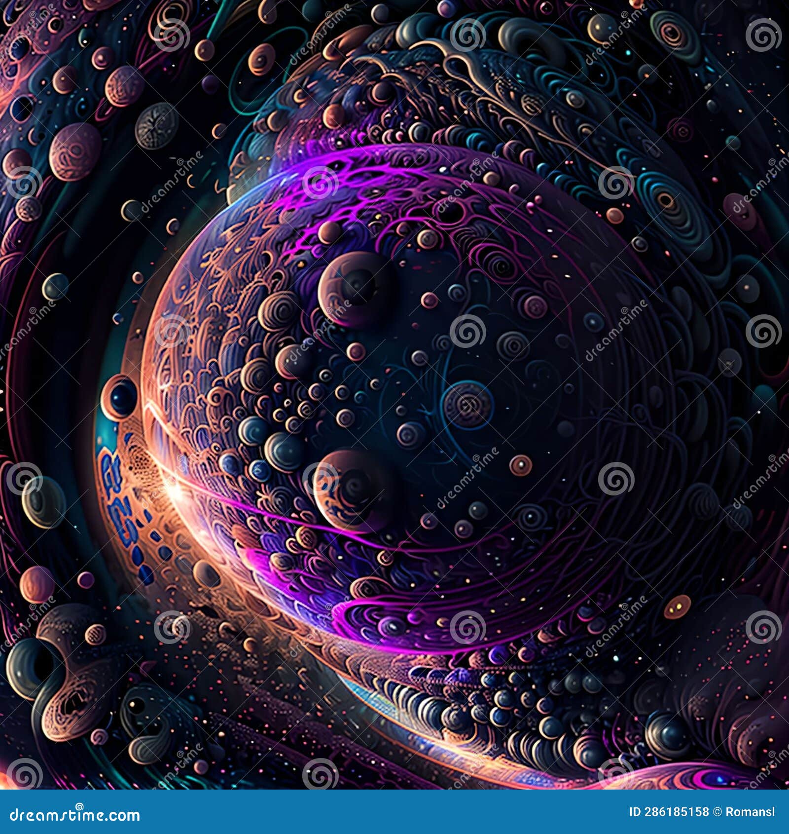 Space Scene with Planets in Foreground. Psychedelic Environment Stock ...