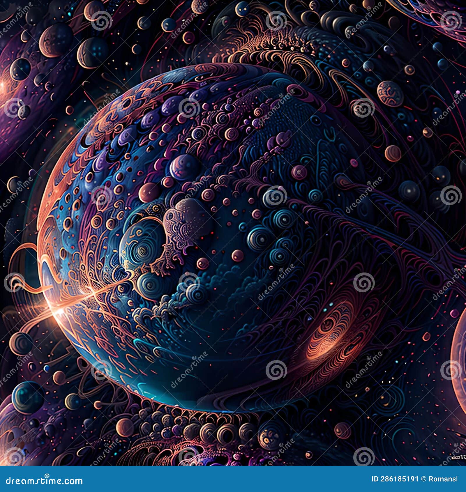 Space Scene with Planets in Foreground. Psychedelic Environment Stock ...
