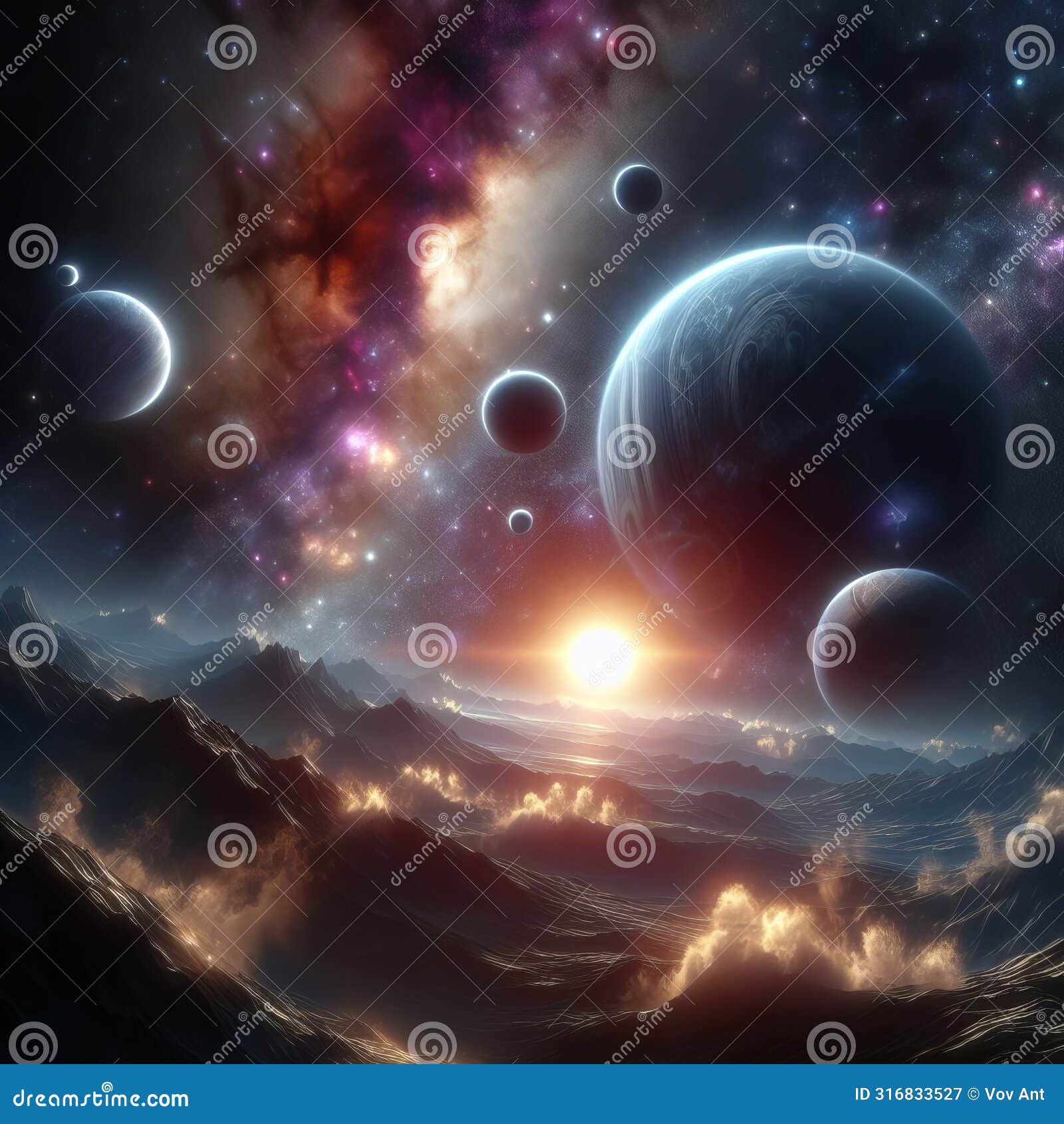 Space Scene with Planets and Galaxies, Photorealistic V Stock Image ...