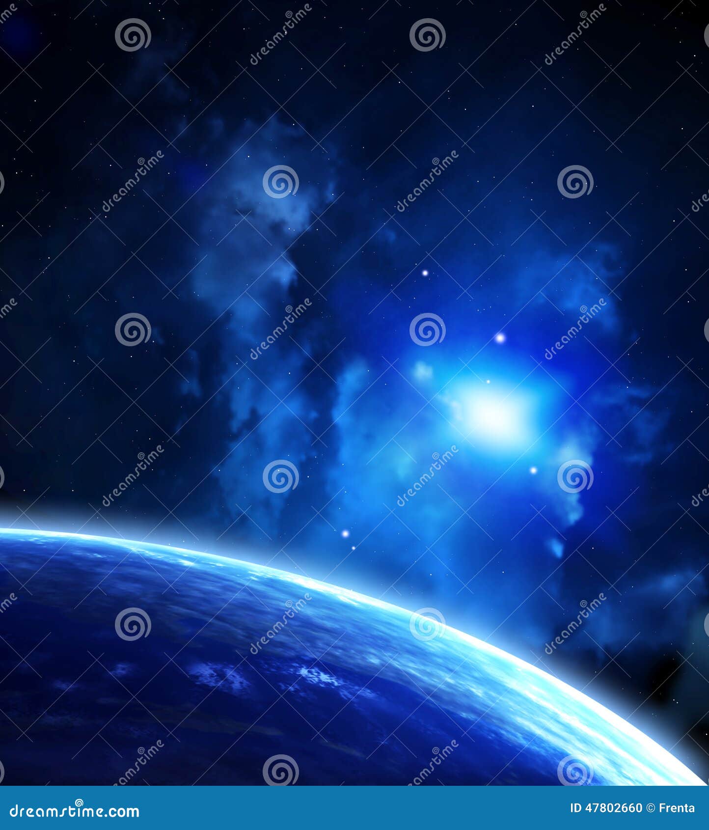 Space Scene with Planets and Nebula Stock Illustration - Illustration ...