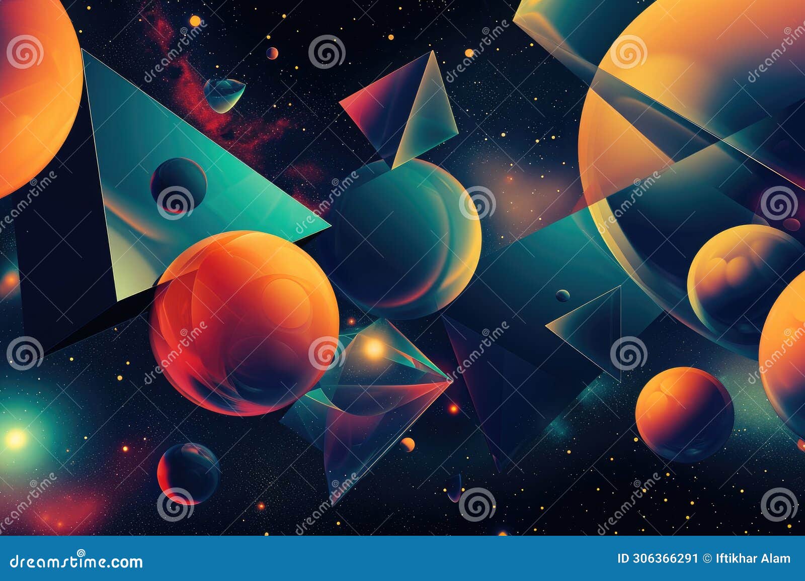 A Space Scene with Planets and Stars, Abstract Background with 3D ...