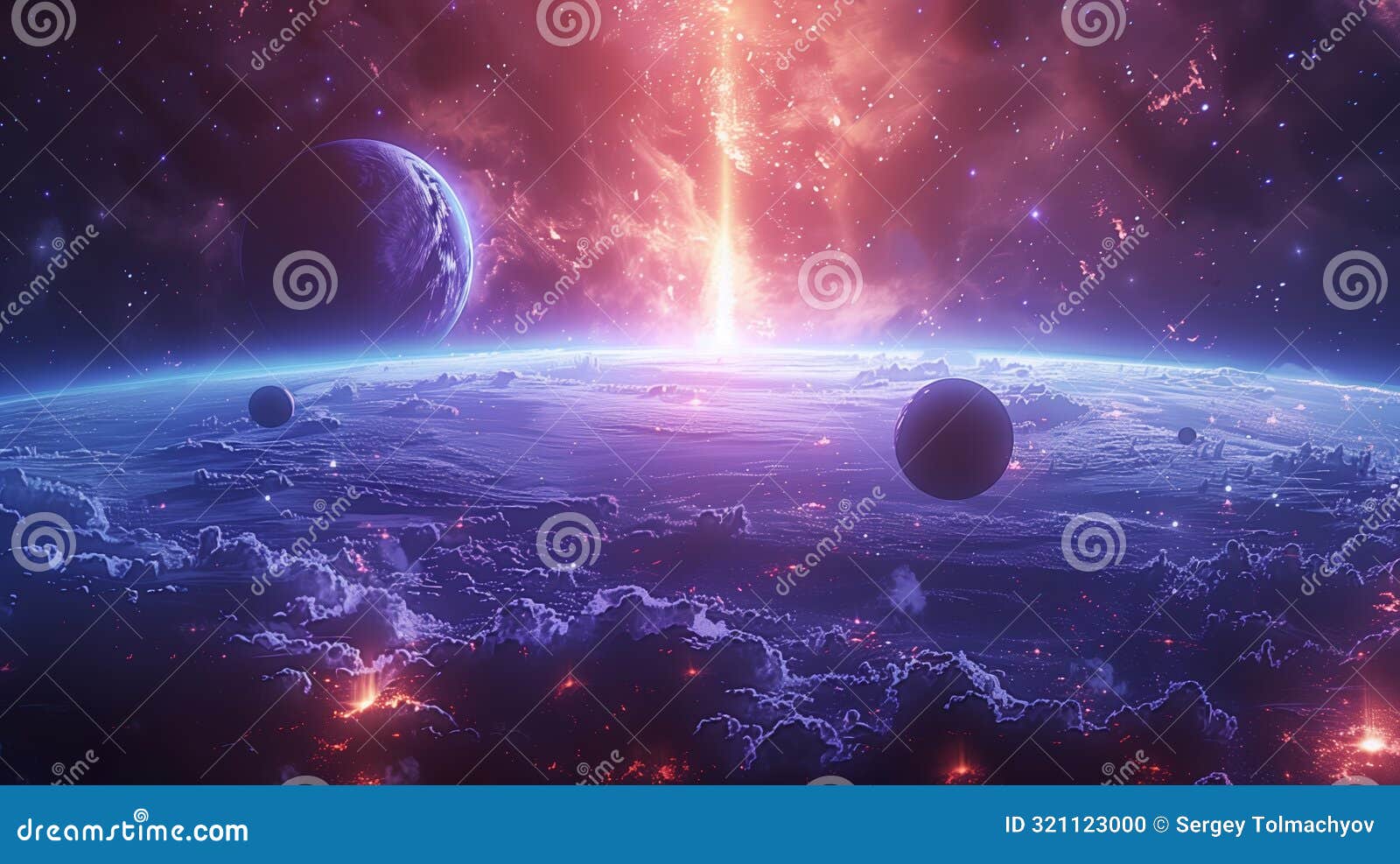 A Space Scene with Planets and Stars Stock Photo - Image of orbiting ...