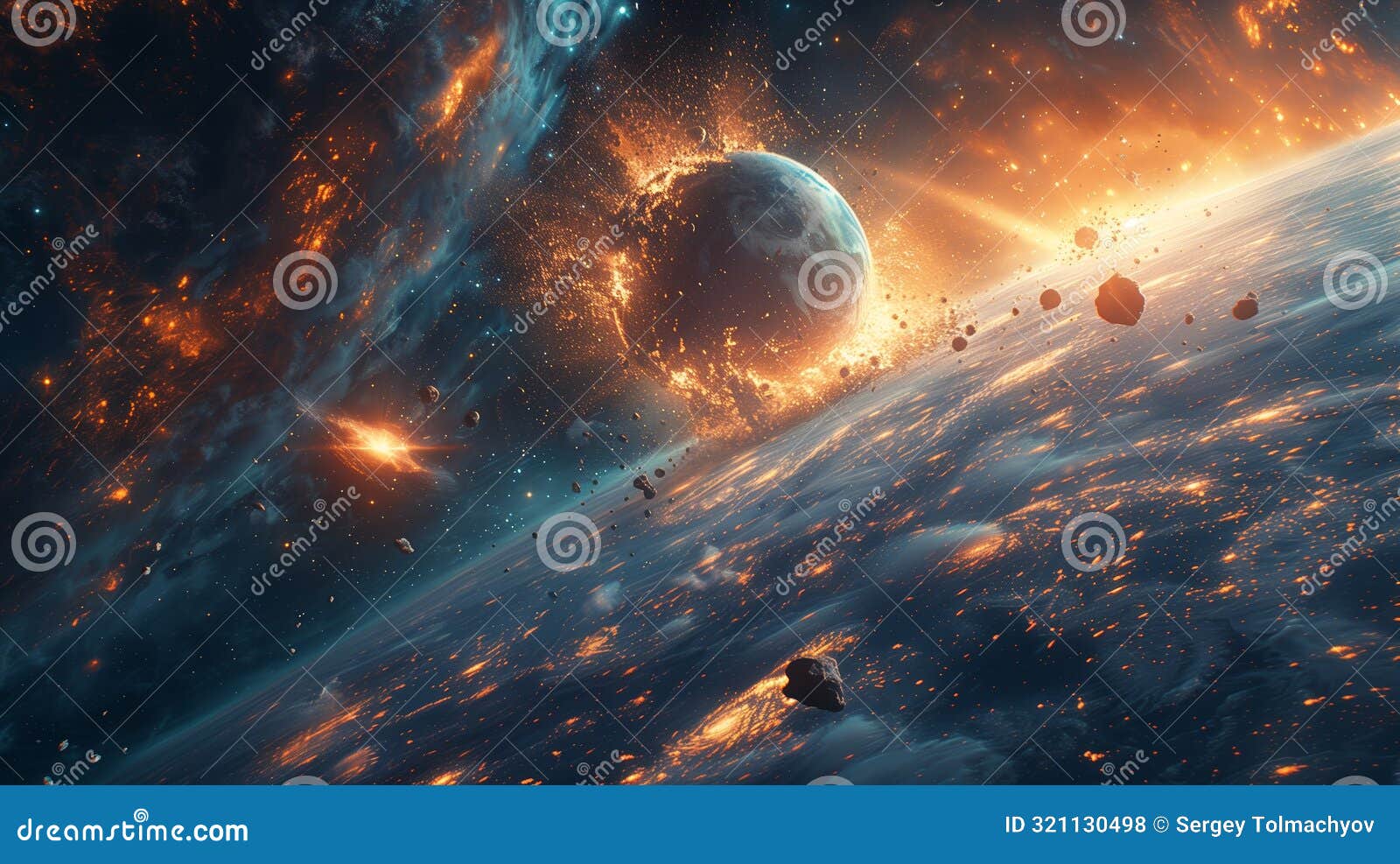 A Space Scene with Planets and Stars Stock Photo - Image of cosmic ...