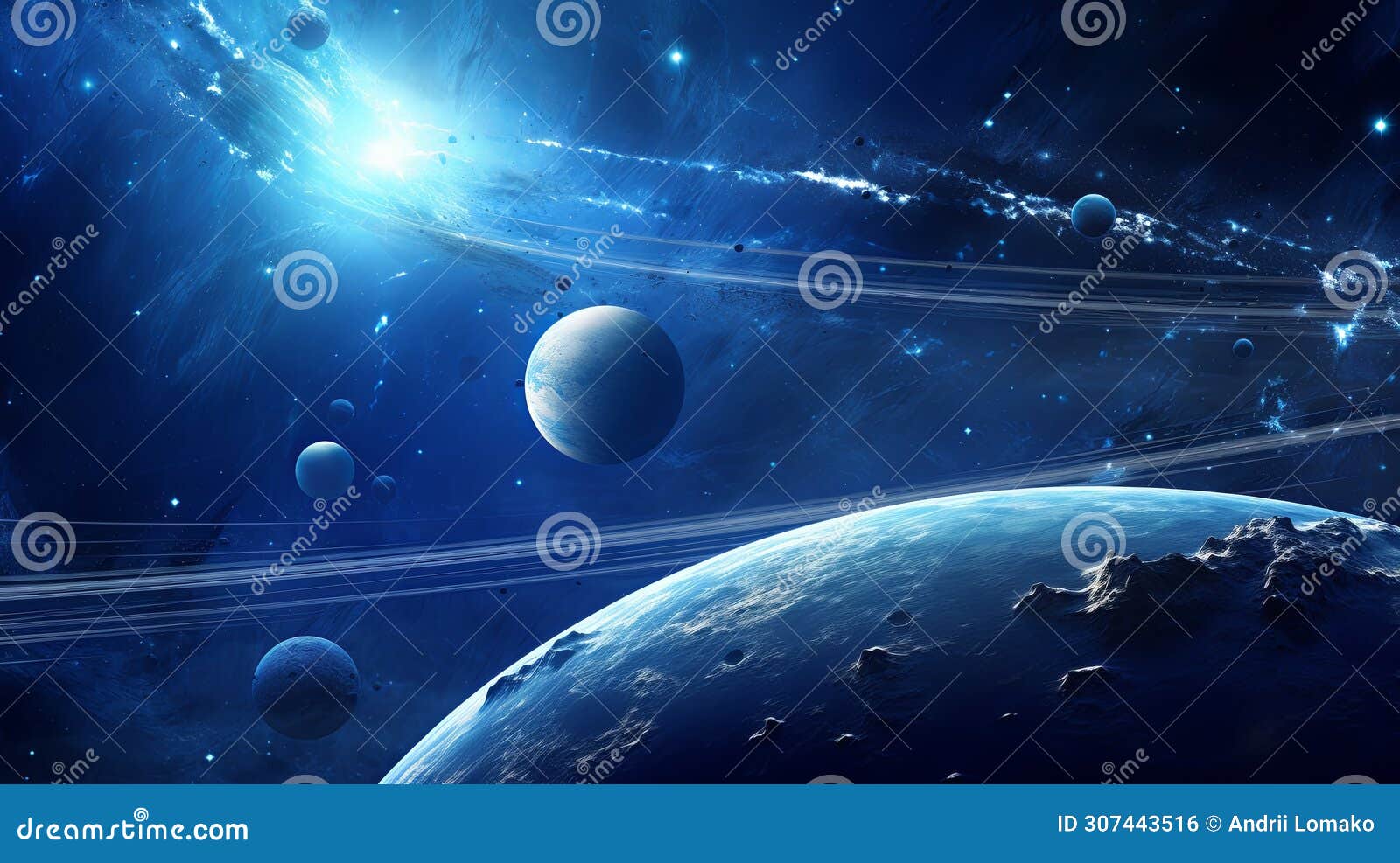 A Space Scene with Planets and Stars Stock Photo - Image of astronomy ...
