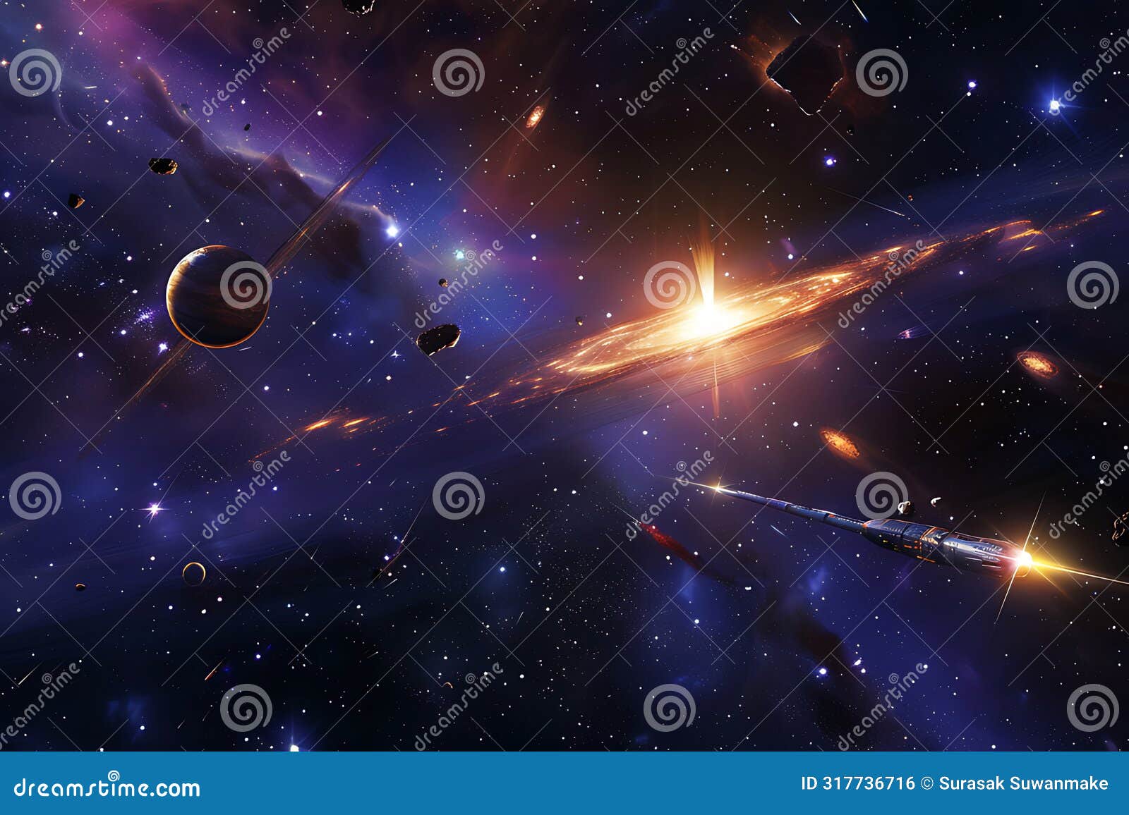 Space Scene with Stars in the Galaxy. Panorama. Universe Filled with ...