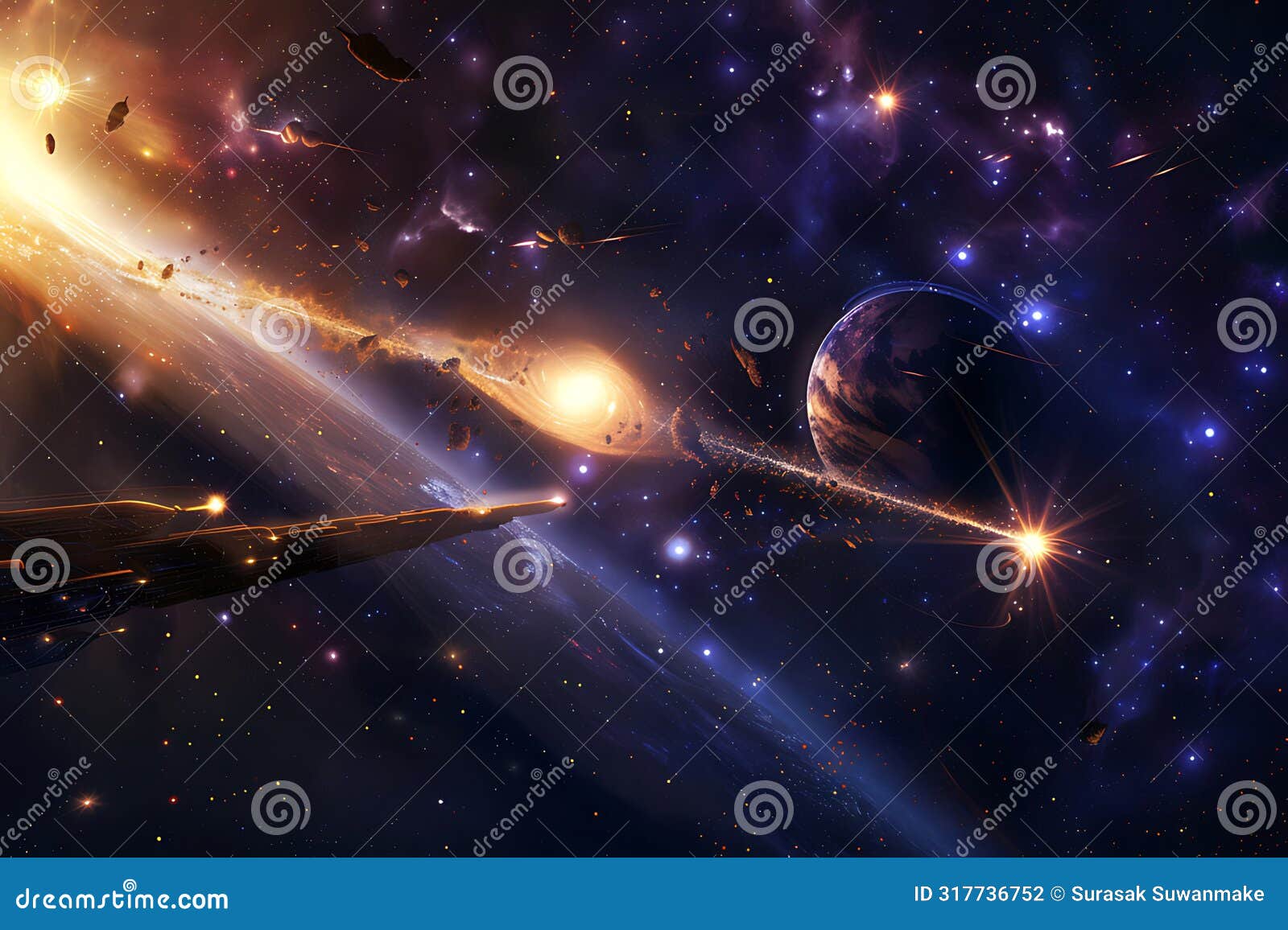 Space Scene with Stars in the Galaxy. Panorama. Universe Filled with ...