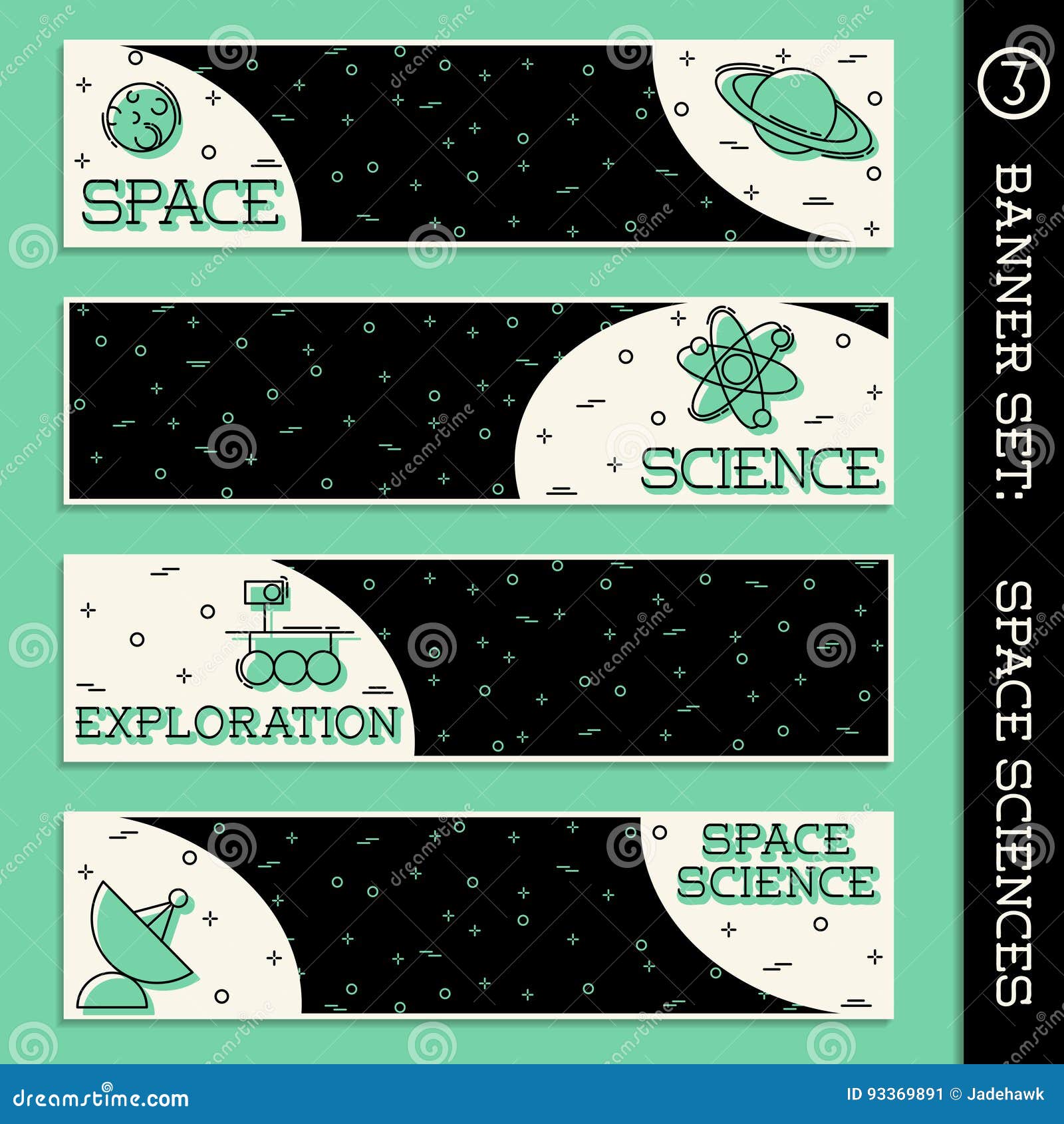 Space Science banner set stock vector. Illustration of concept - 93369891