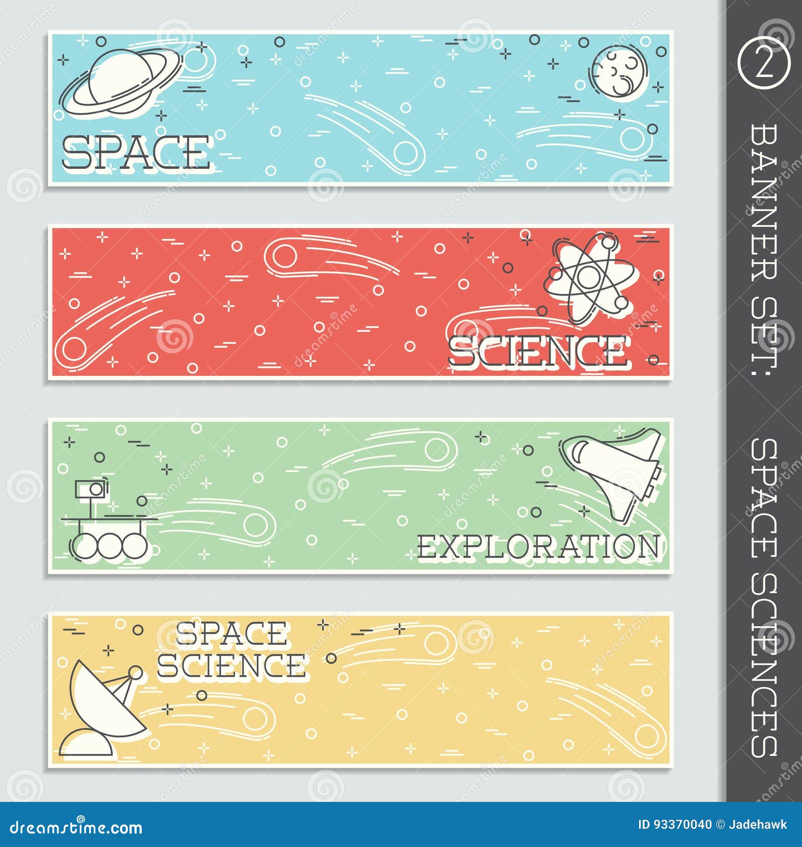 Space Science banner set stock vector. Illustration of minimalistic ...