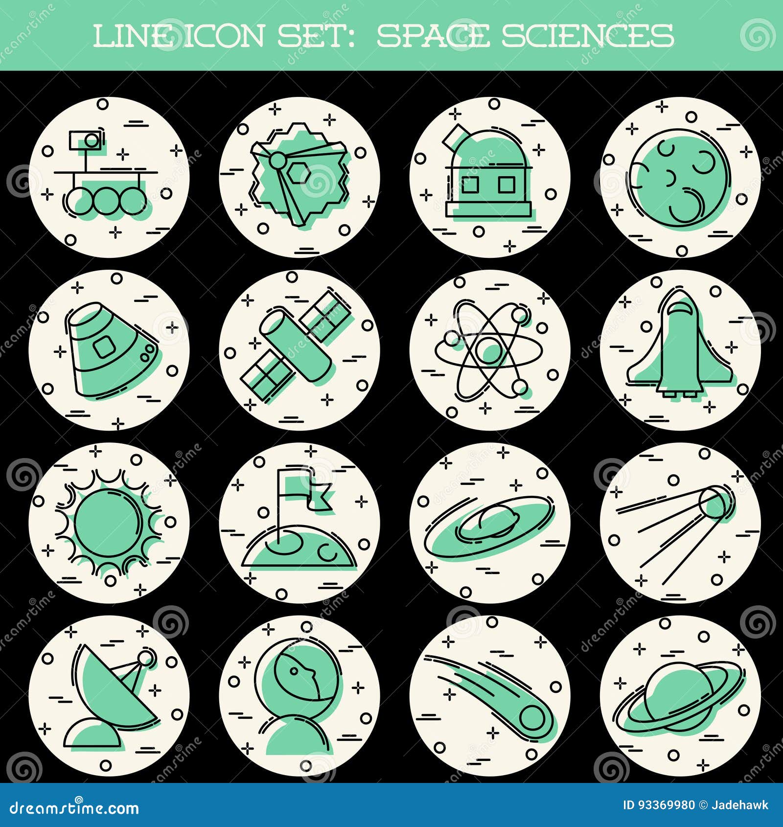 Space Science icon set stock vector. Illustration of capsules - 93369980