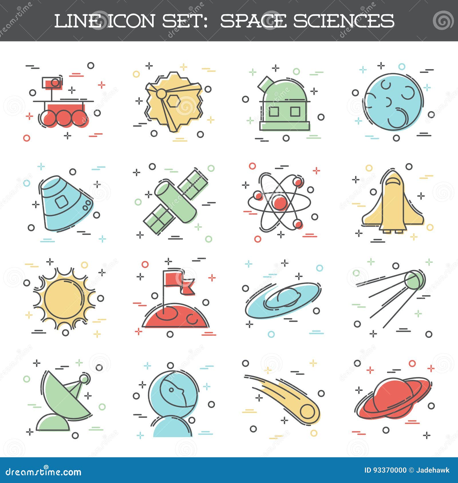 Space Science icon set stock vector. Illustration of astronomy - 93370000